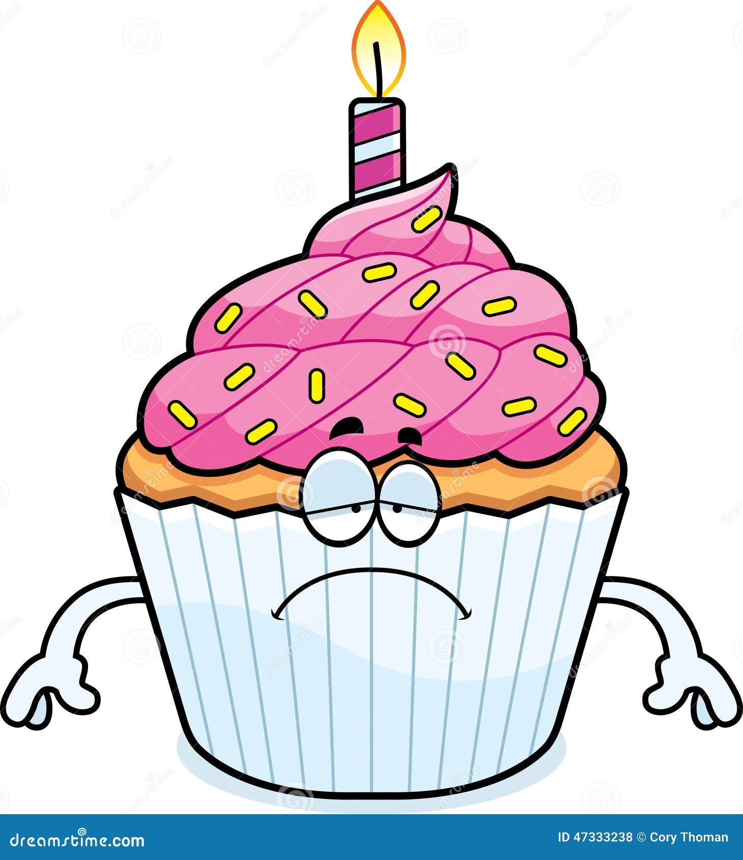 Sad Cartoon Birthday Cupcake Stock Vector - Illustration of patty ...