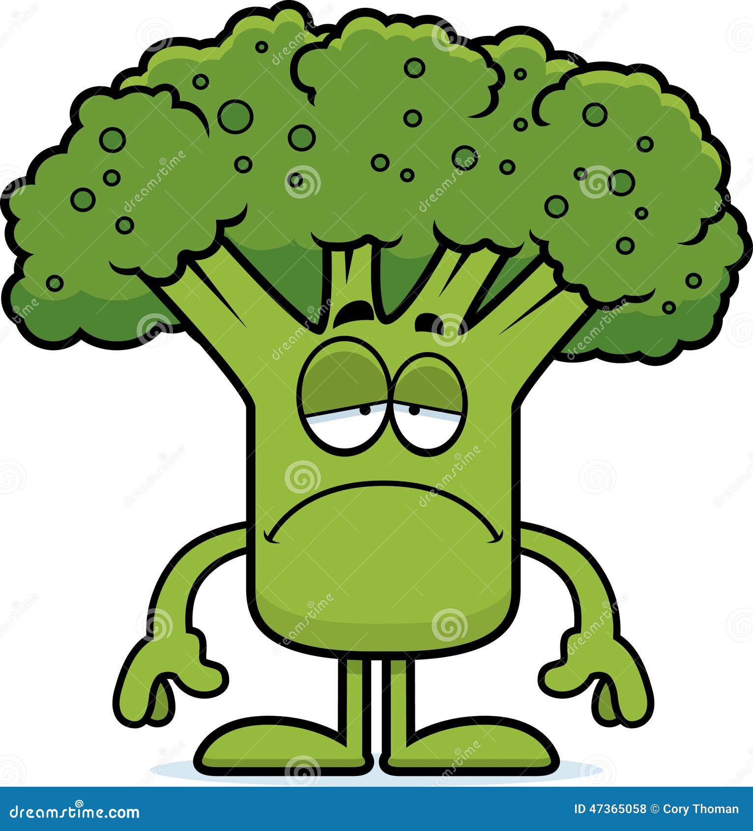 Sad Cartoon Broccoli stock vector. Illustration of depressed - 47365058