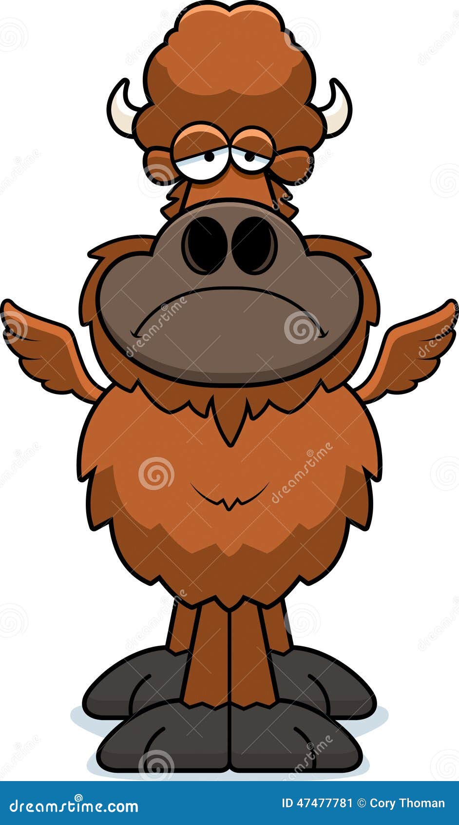 Sad Cartoon Buffalo Wings stock vector. Illustration of bison - 47477781