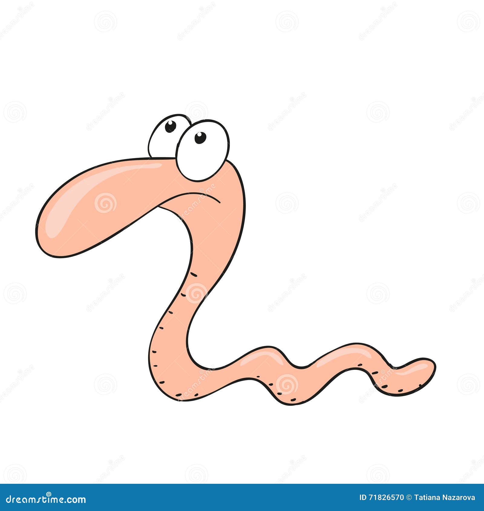 Sad Cartoon Character Worm. Vector Illustration Stock Illustration ...