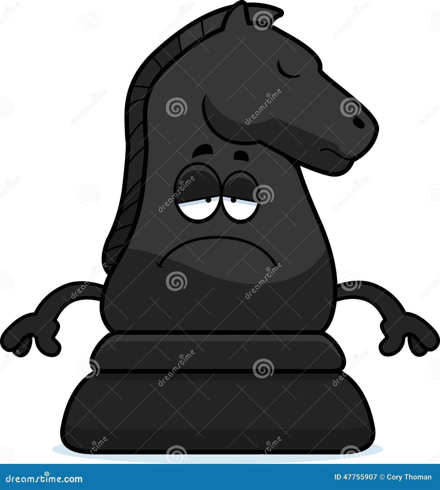 Sad Cartoon Chess Knight stock vector. Illustration of black - 47755907