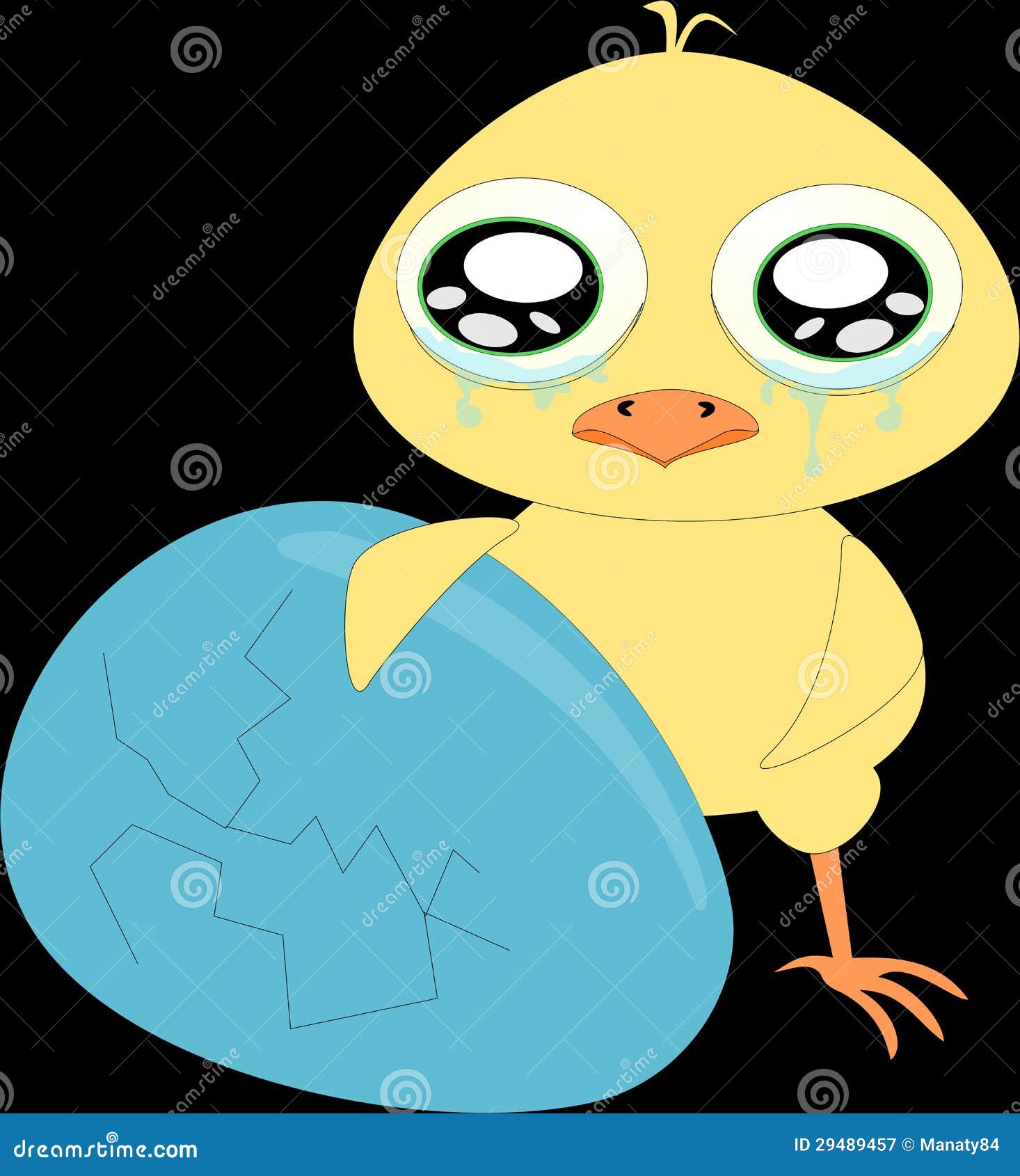 Sad Cartoon Chicken with Blue Broken Egg 1 Stock Vector - Illustration ...
