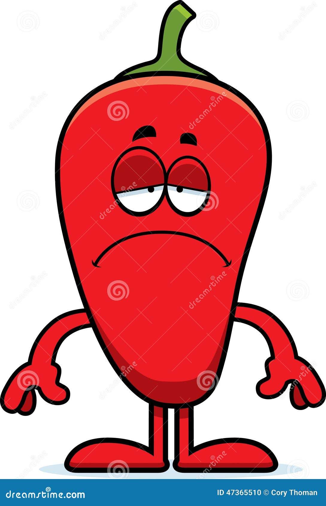 Sad Cartoon Chili Pepper stock vector. Illustration of vector - 47365510