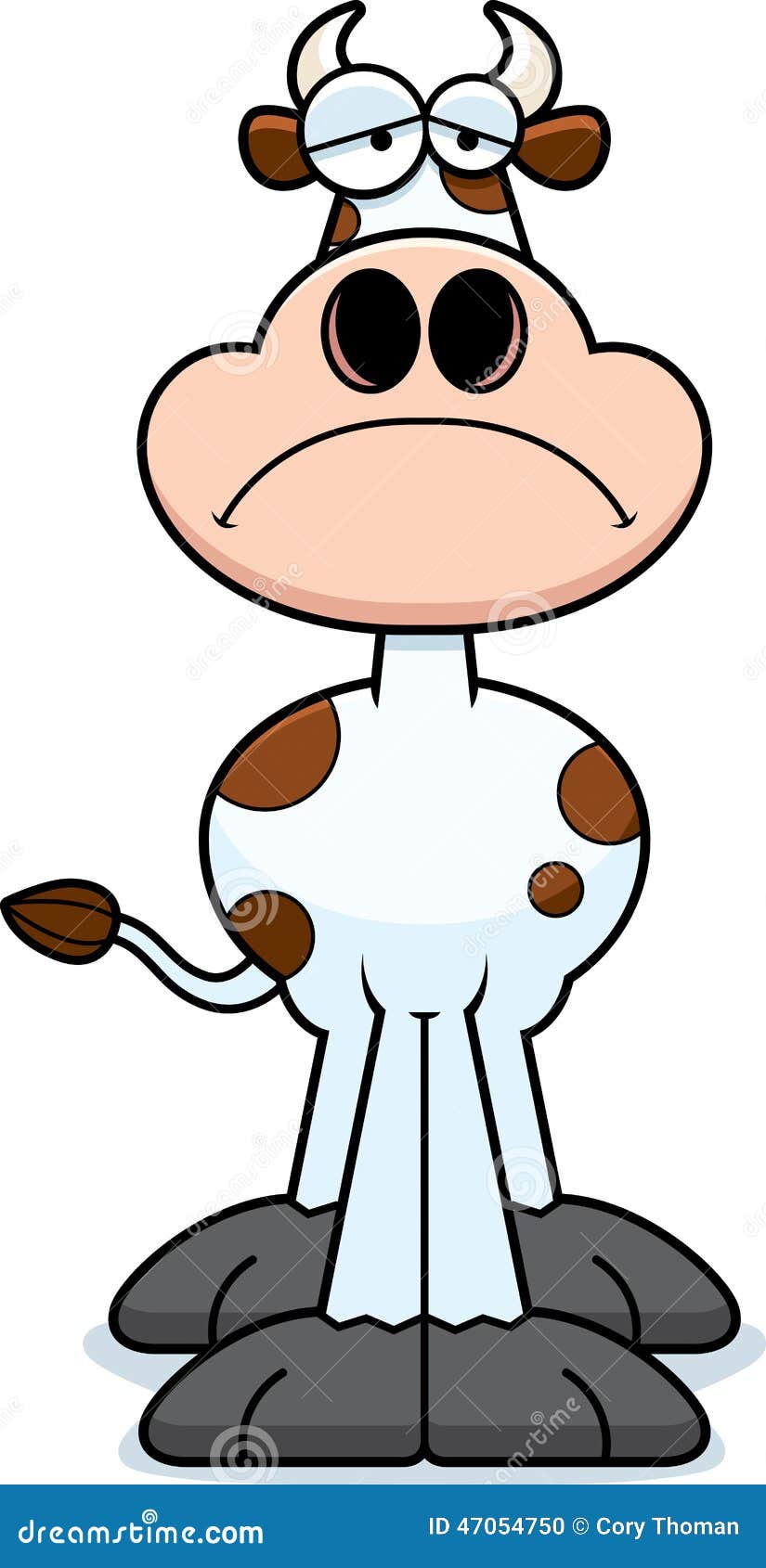 Sad Cartoon Cow stock vector. Illustration of bull, unhappy - 47054750