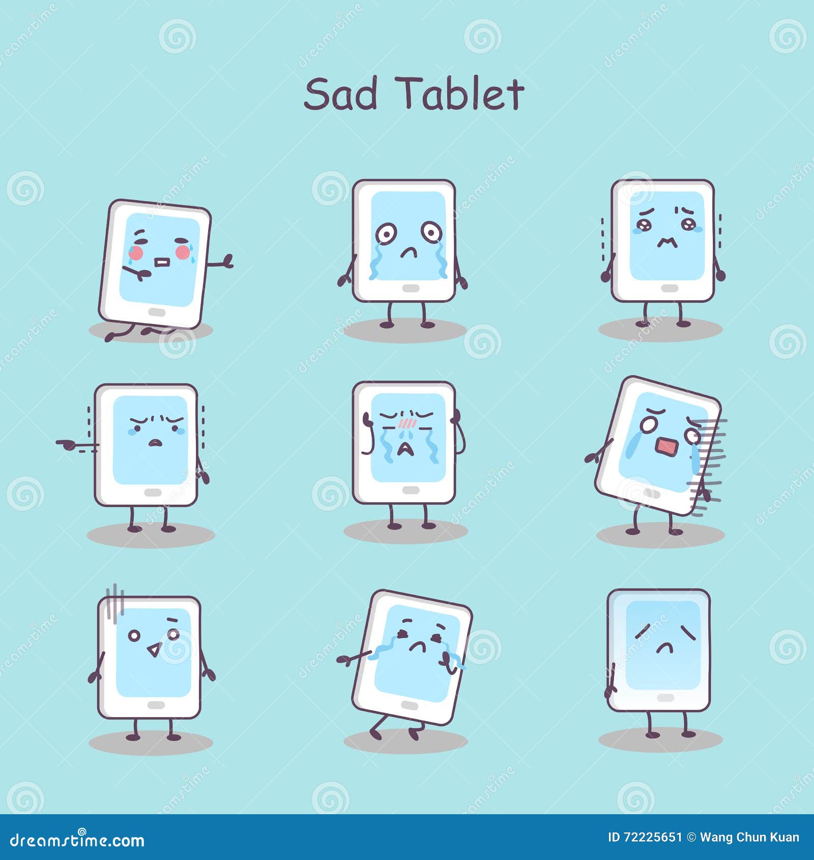 Sad Cartoon Digital Tablet Pc Stock Vector - Illustration of emoji ...