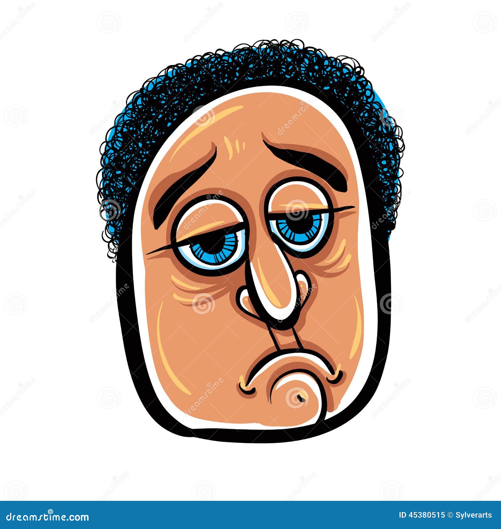 Sad Cartoon Face, Vector Illustration. Stock Vector - Illustration of ...