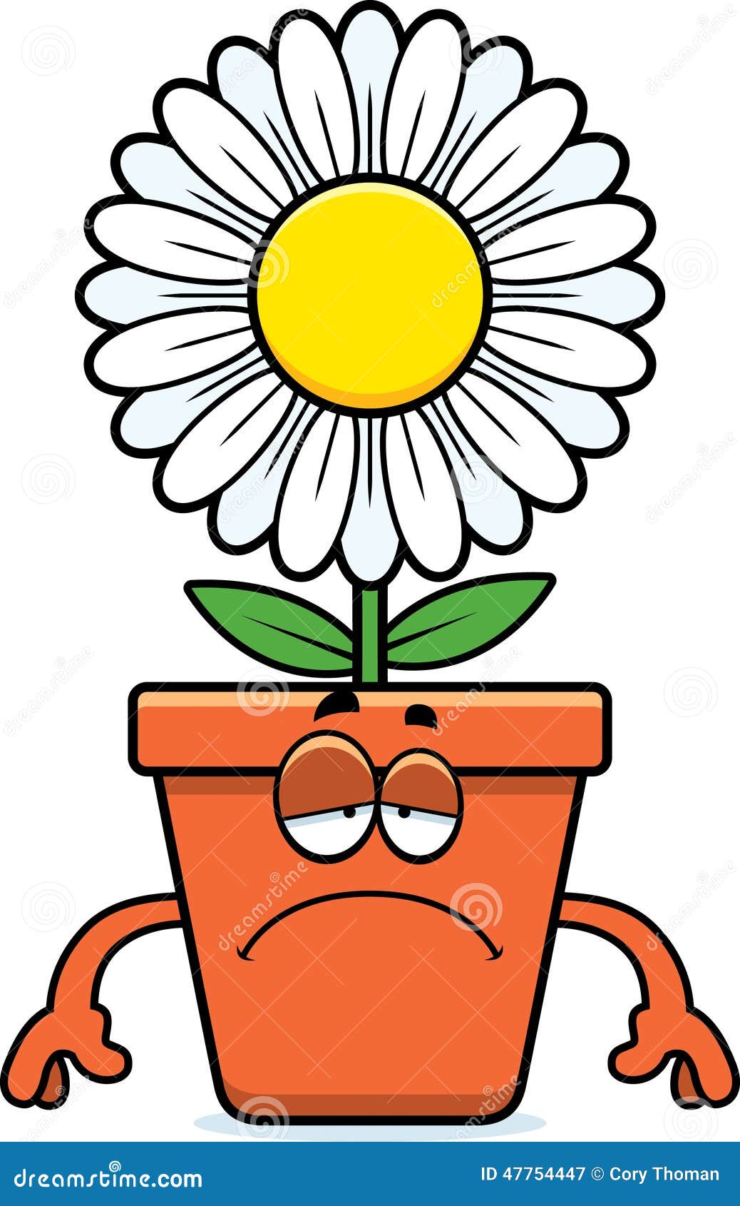 Sad Cartoon Flowerpot stock vector. Illustration of flower - 47754447
