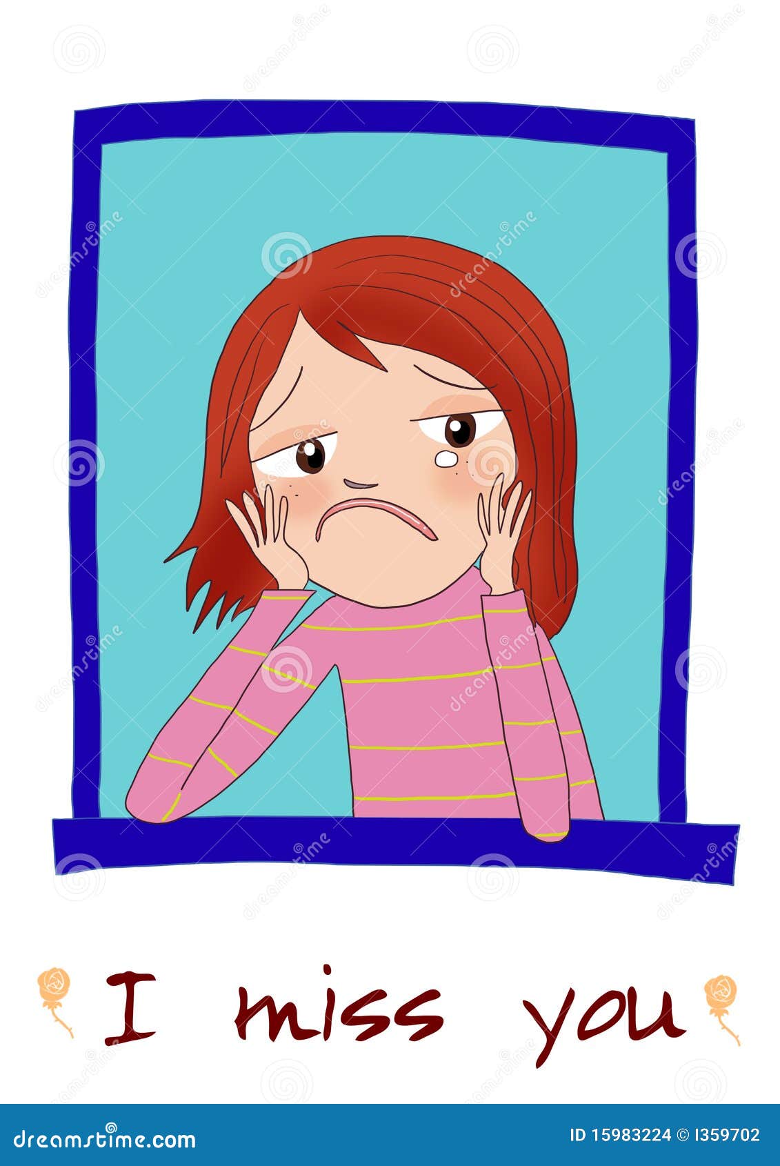 A sad cartoon girl stock illustration. Illustration of problem - 15983224