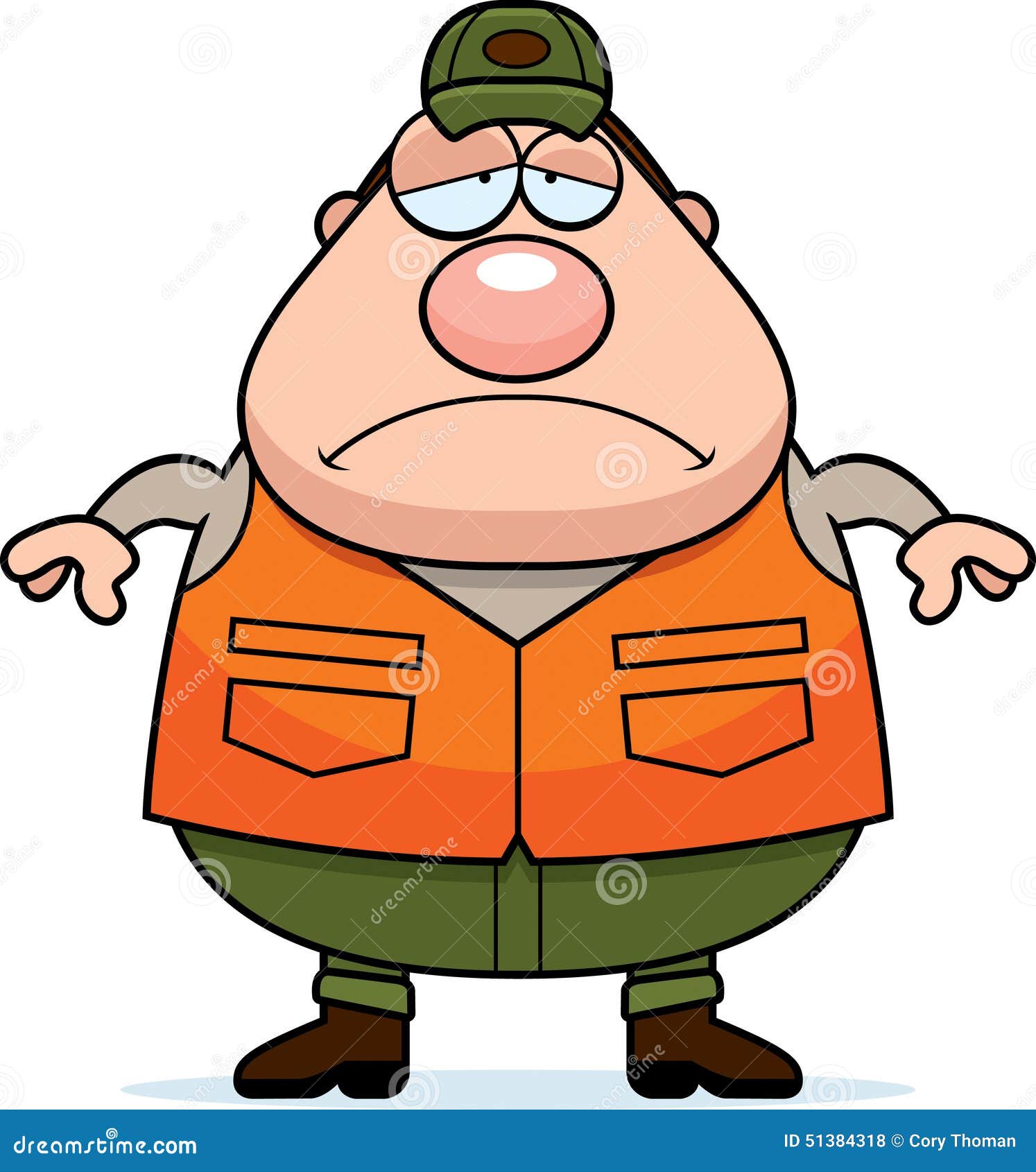 Sad Cartoon Hunter stock vector. Illustration of frown - 51384318