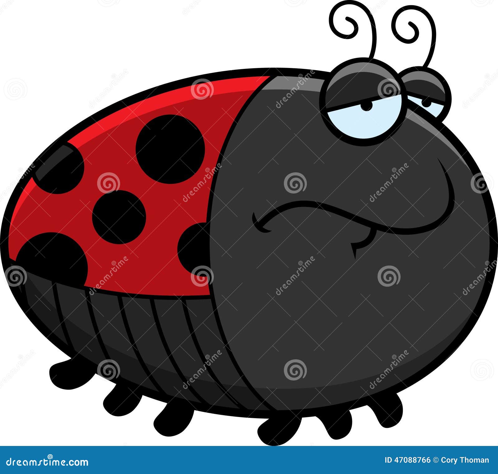 Sad Cartoon Ladybug stock vector. Illustration of frowning - 47088766