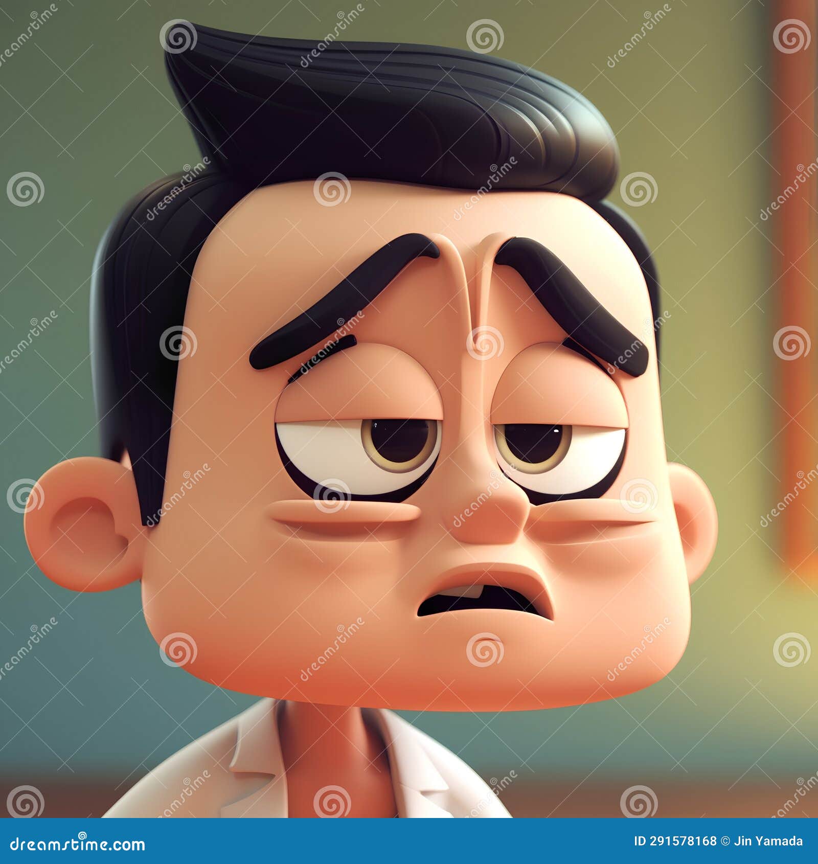 Sad Cartoon Man. 3d Render Illustration with Depth of Field Stock ...