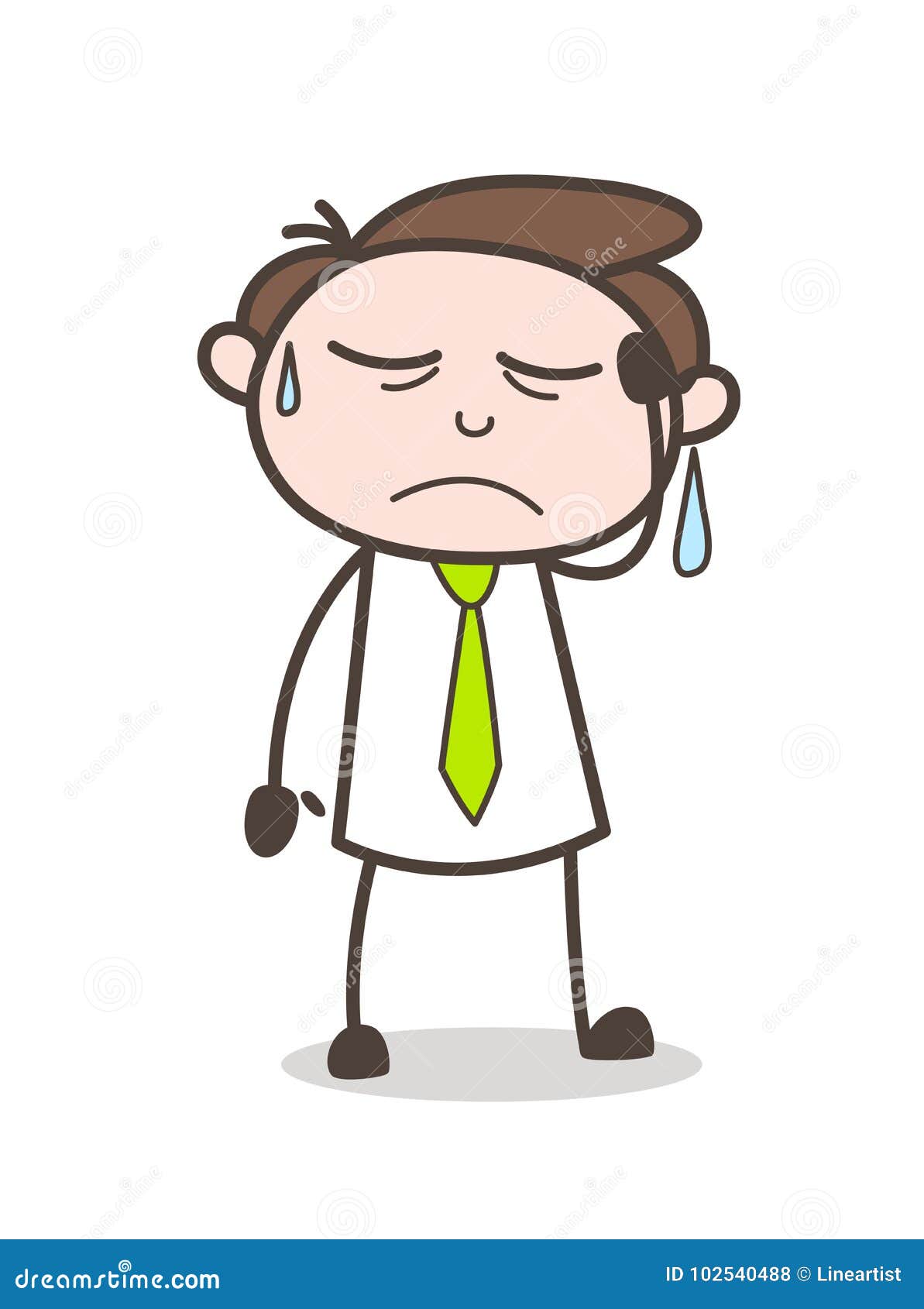 Sad Cartoon Manager Face Expression Vector Illustration Stock ...