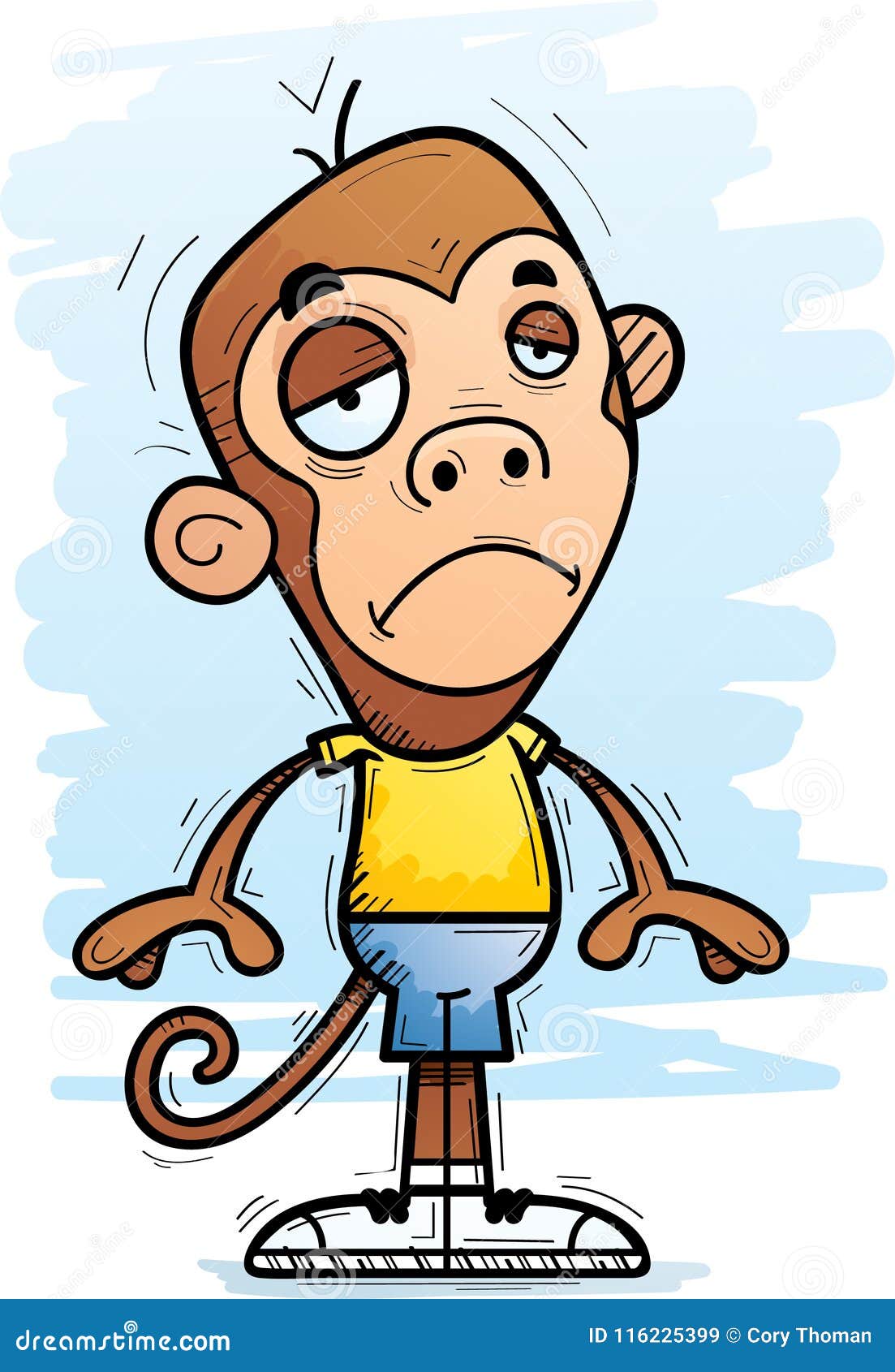 Sad Cartoon Monkey stock vector. Illustration of vector - 116225399