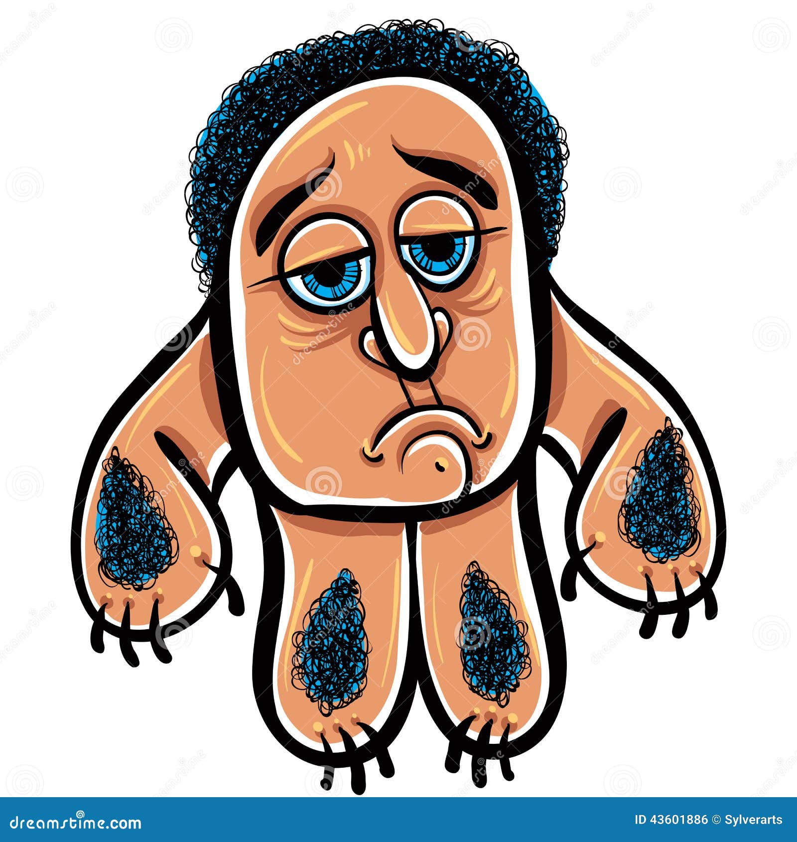 Sad Cartoon Monster, Vector Illustration. Stock Vector - Illustration ...