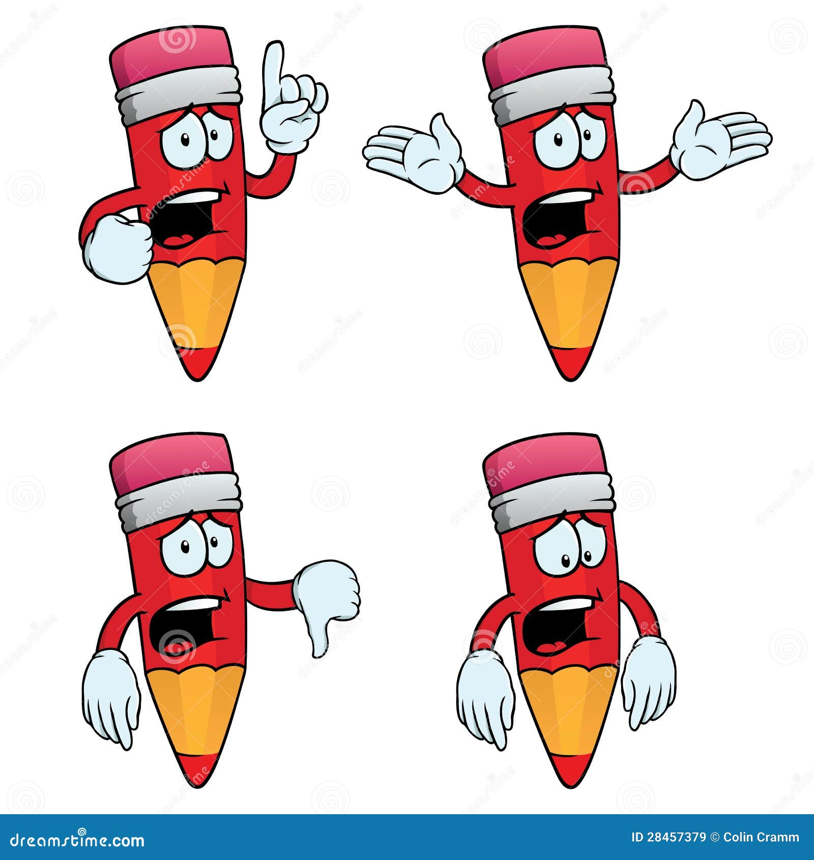 Sad cartoon pencils set stock vector. Illustration of crying - 28457379