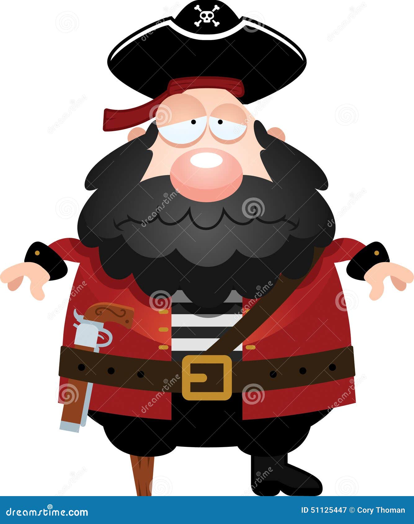 Sad Cartoon Pirate stock vector. Illustration of cartoon - 51125447