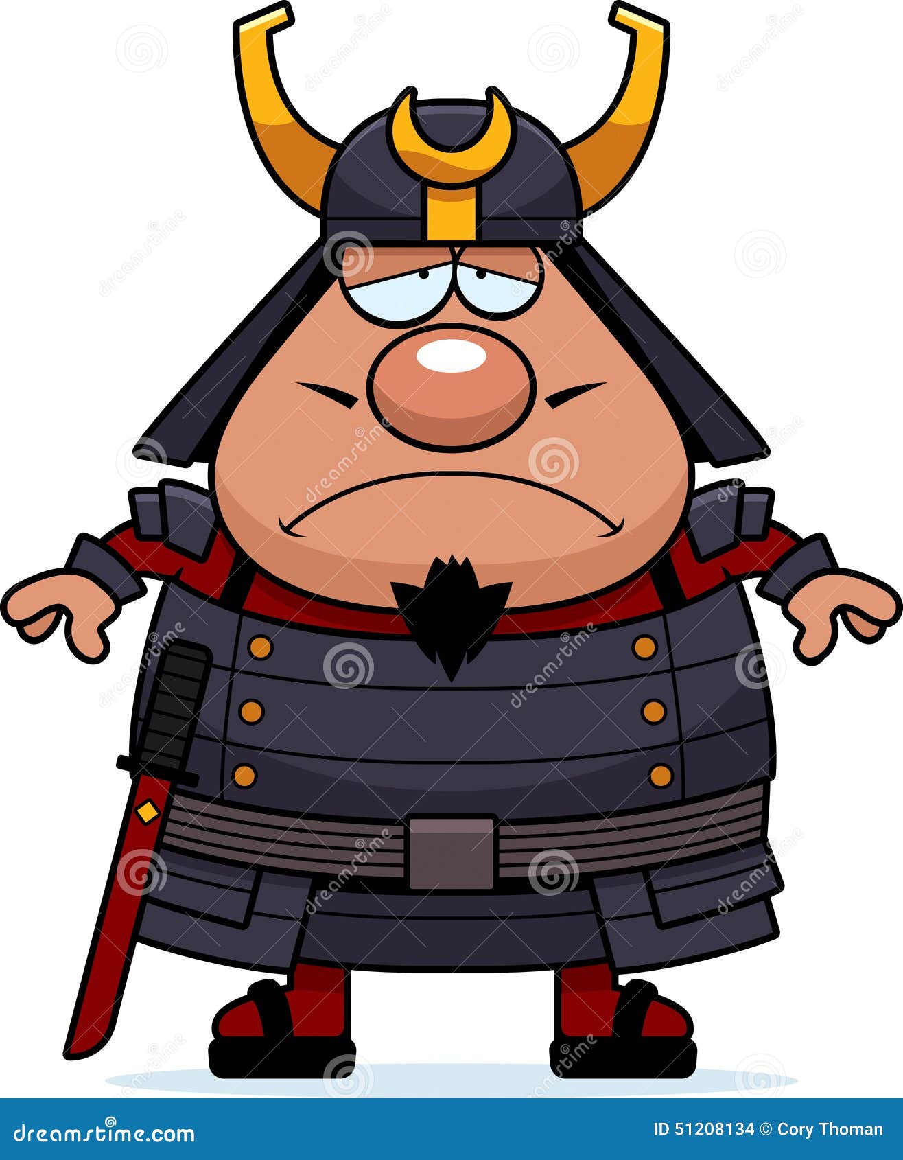 Sad Cartoon Samurai stock vector. Illustration of unhappy - 51208134