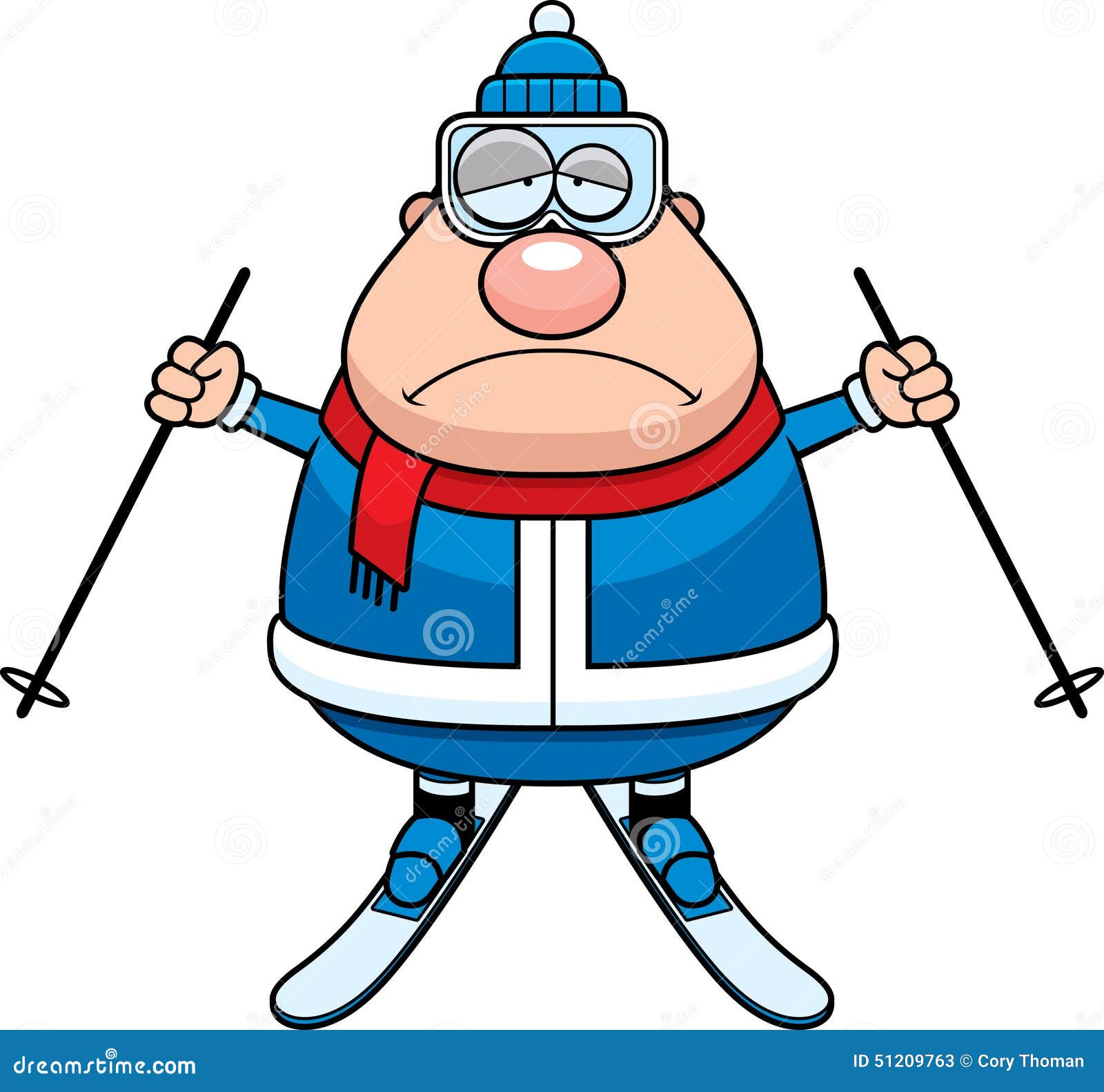 Sad Cartoon Skier stock vector. Illustration of frown - 51209763
