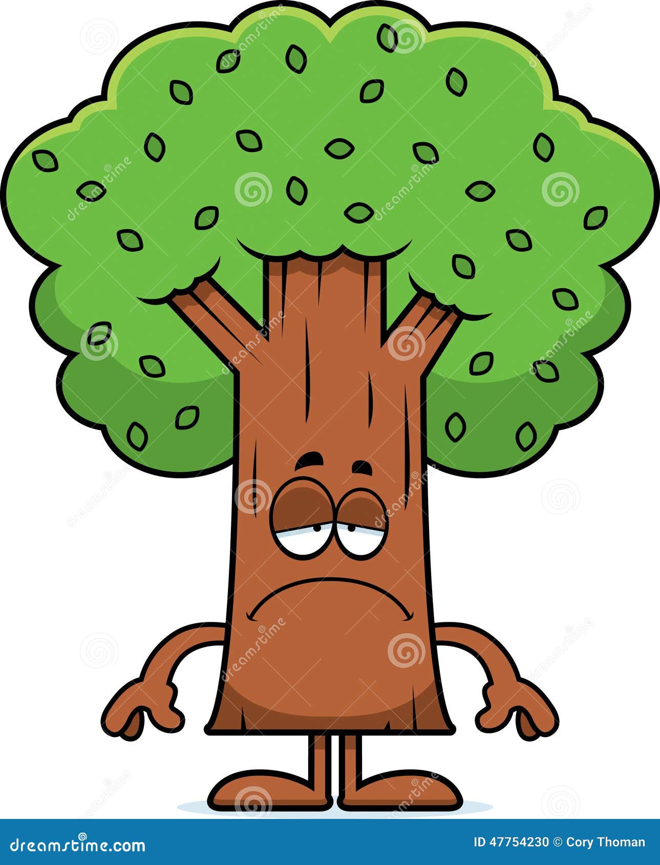 Sad Cartoon Tree stock vector. Illustration of depressed - 47754230