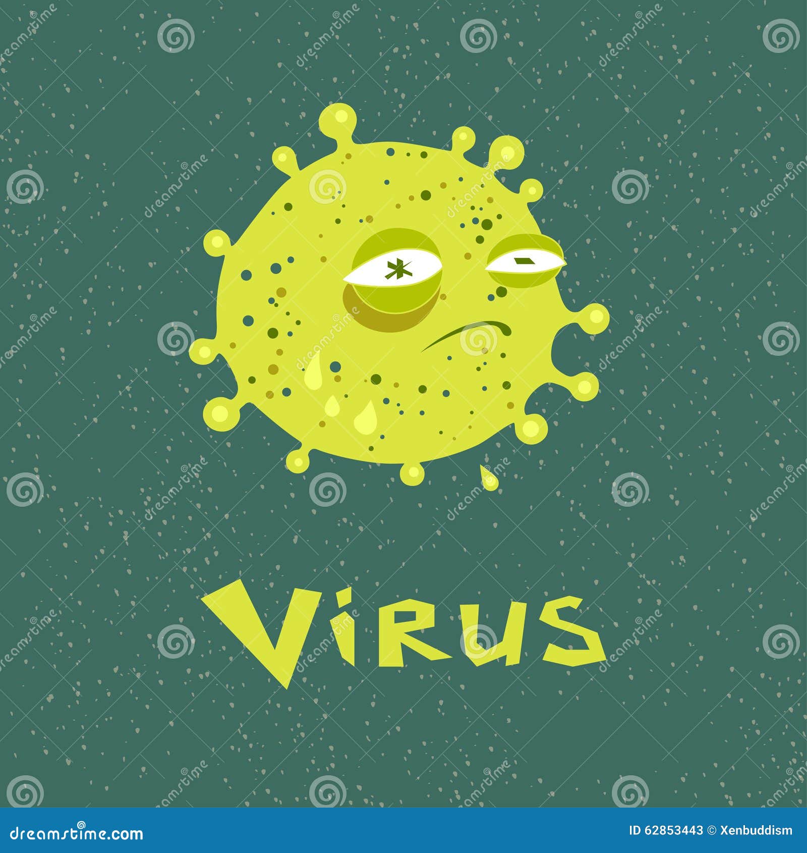 Sad cartoon virus stock illustration. Illustration of funny - 62853443