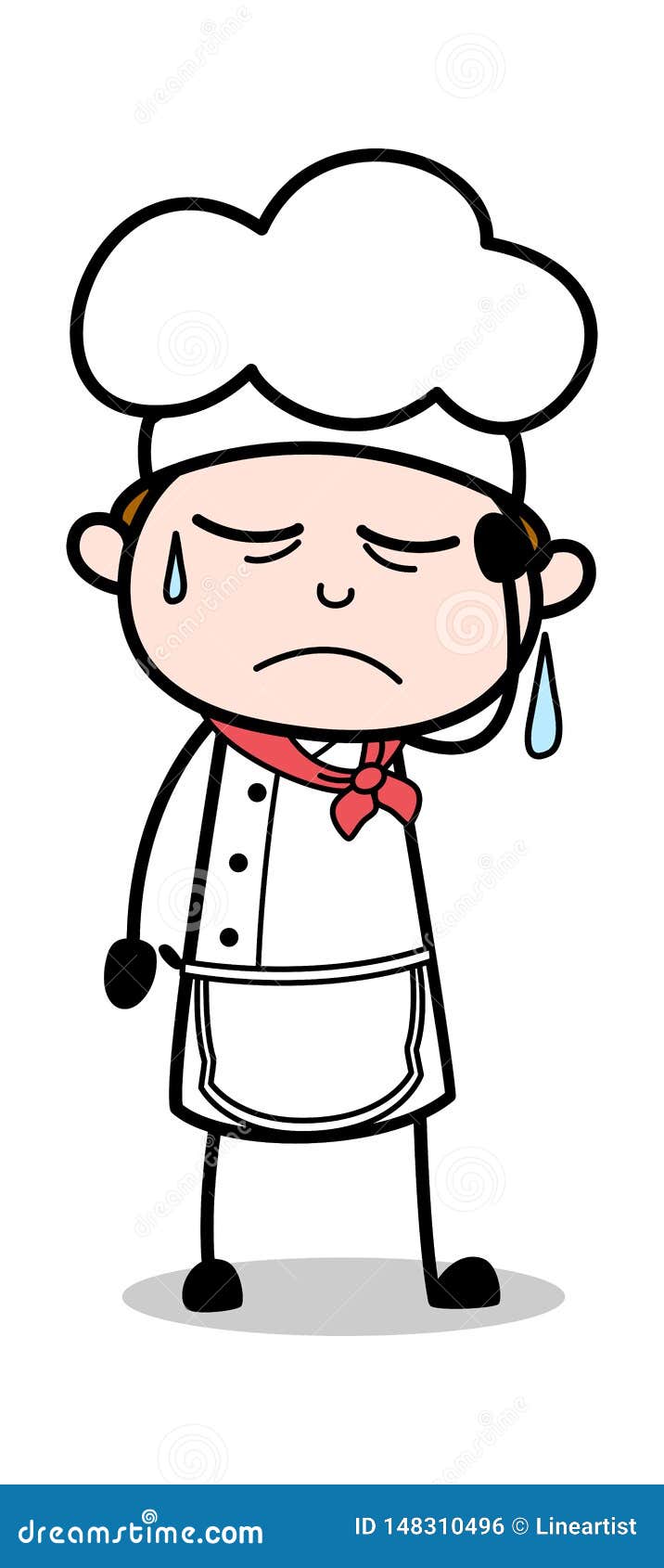 Sad - Cartoon Waiter Male Chef Vector Illustration Stock Illustration ...