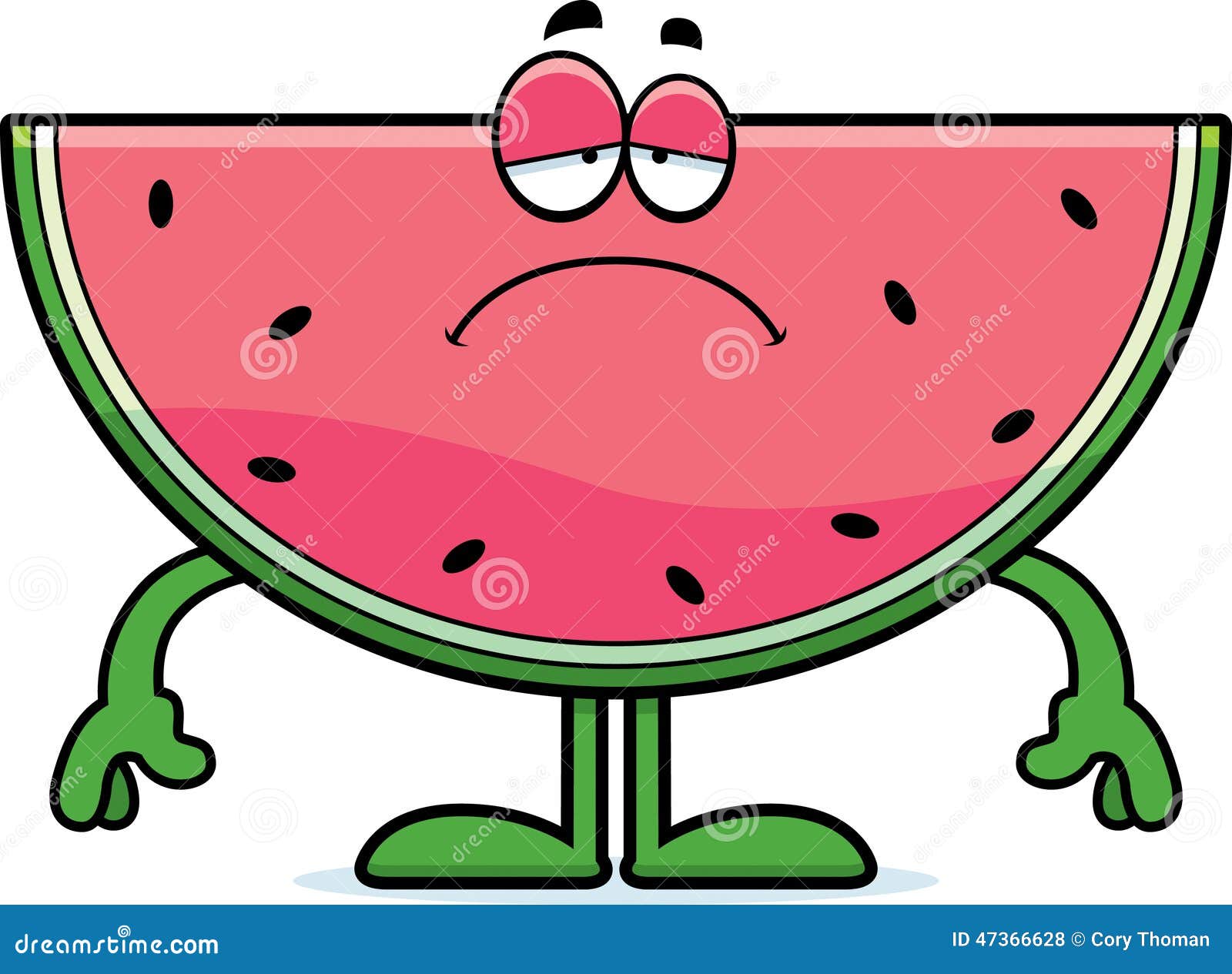 Sad Cartoon Watermelon stock vector. Illustration of slice - 47366628