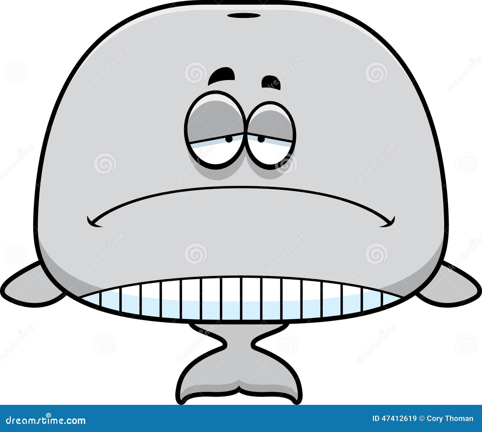 Sad Cartoon Whale stock vector. Illustration of tail - 47412619