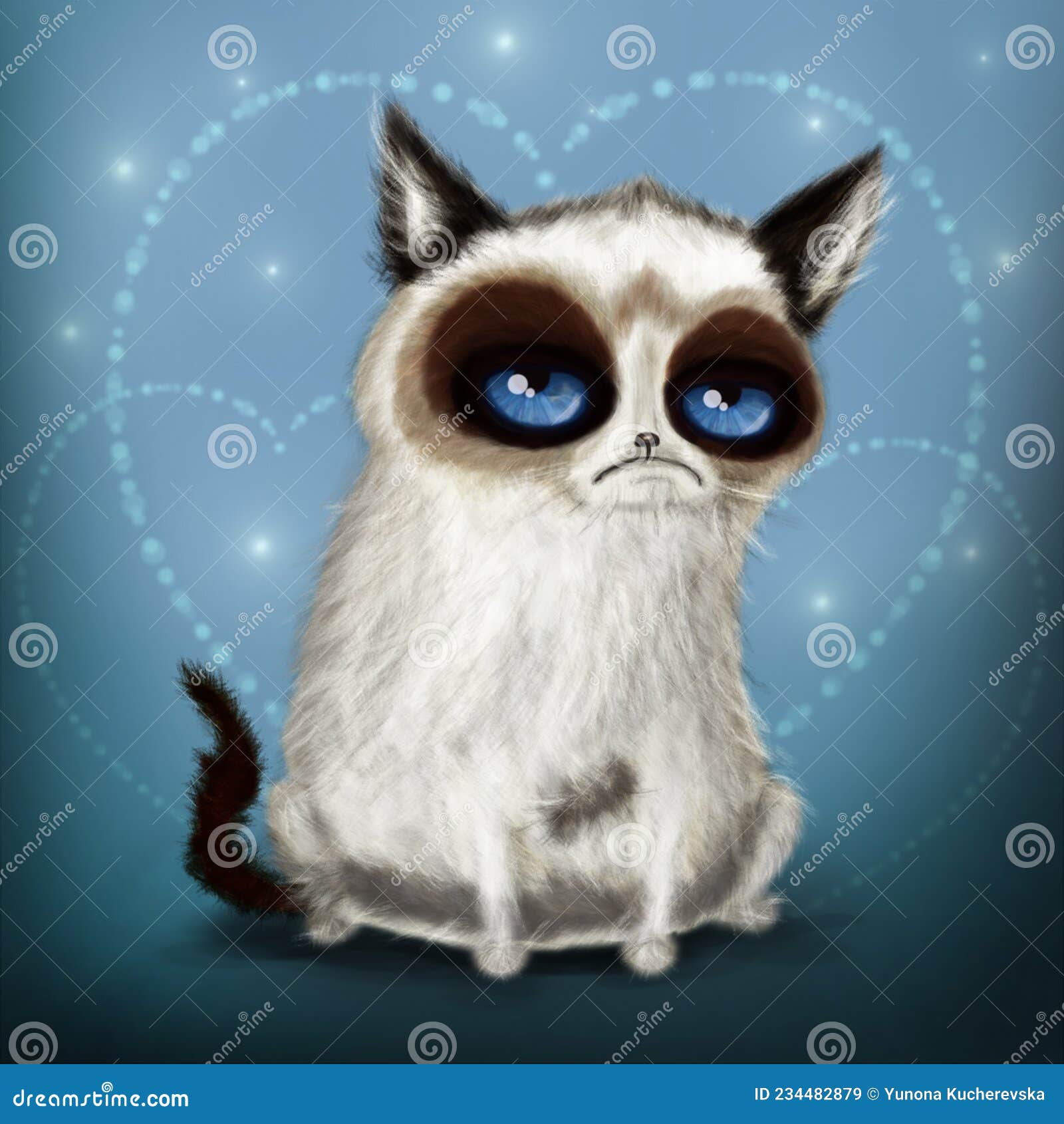 Sad Cat on the Blue Background Stock Image - Image of depressed ...