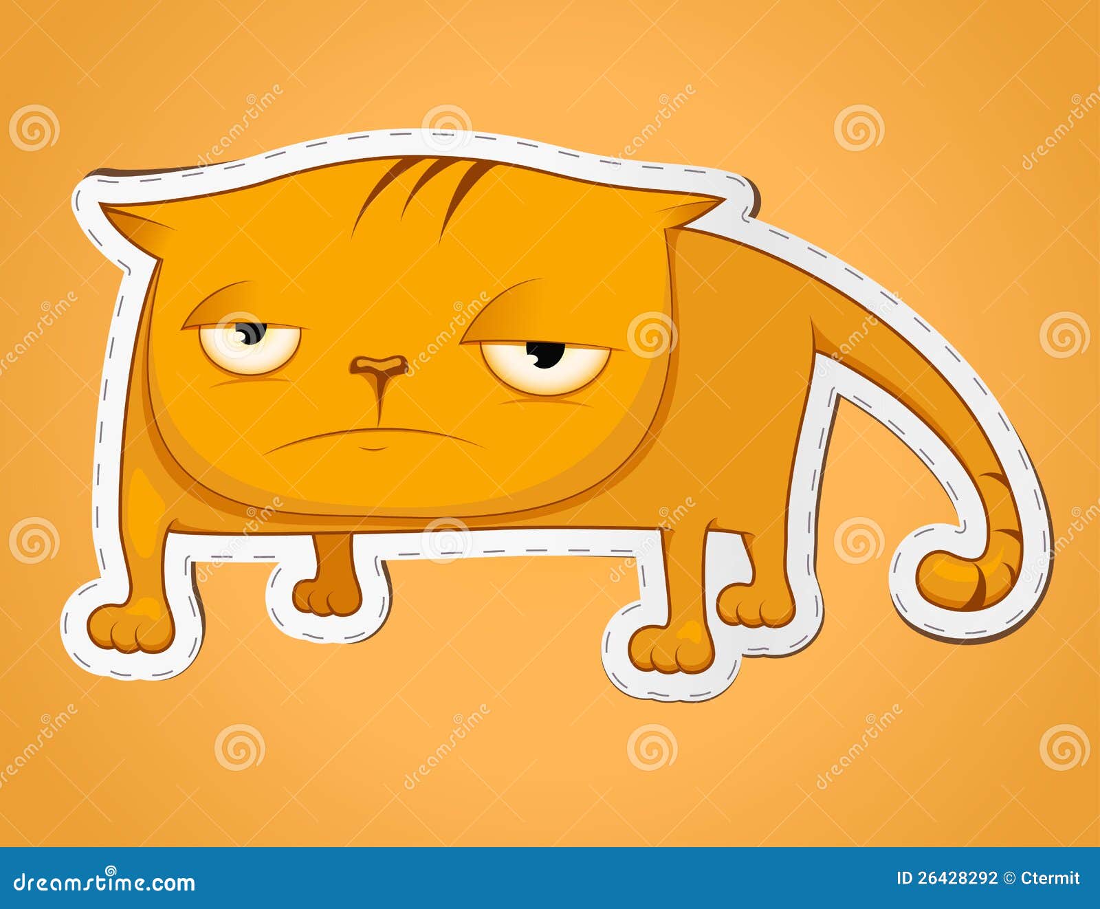 Sad cat sticker stock vector. Illustration of character - 26428292
