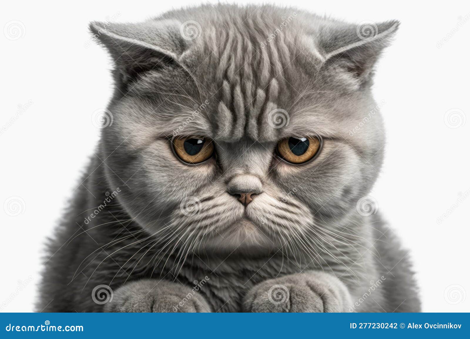 Sad Cat on White Background for Greeting Cards and Posters. Stock ...