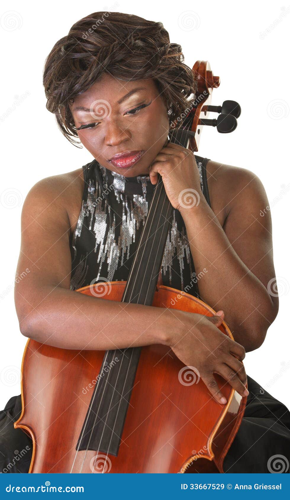 Sad Cello Performer stock image. Image of african, black - 33667529