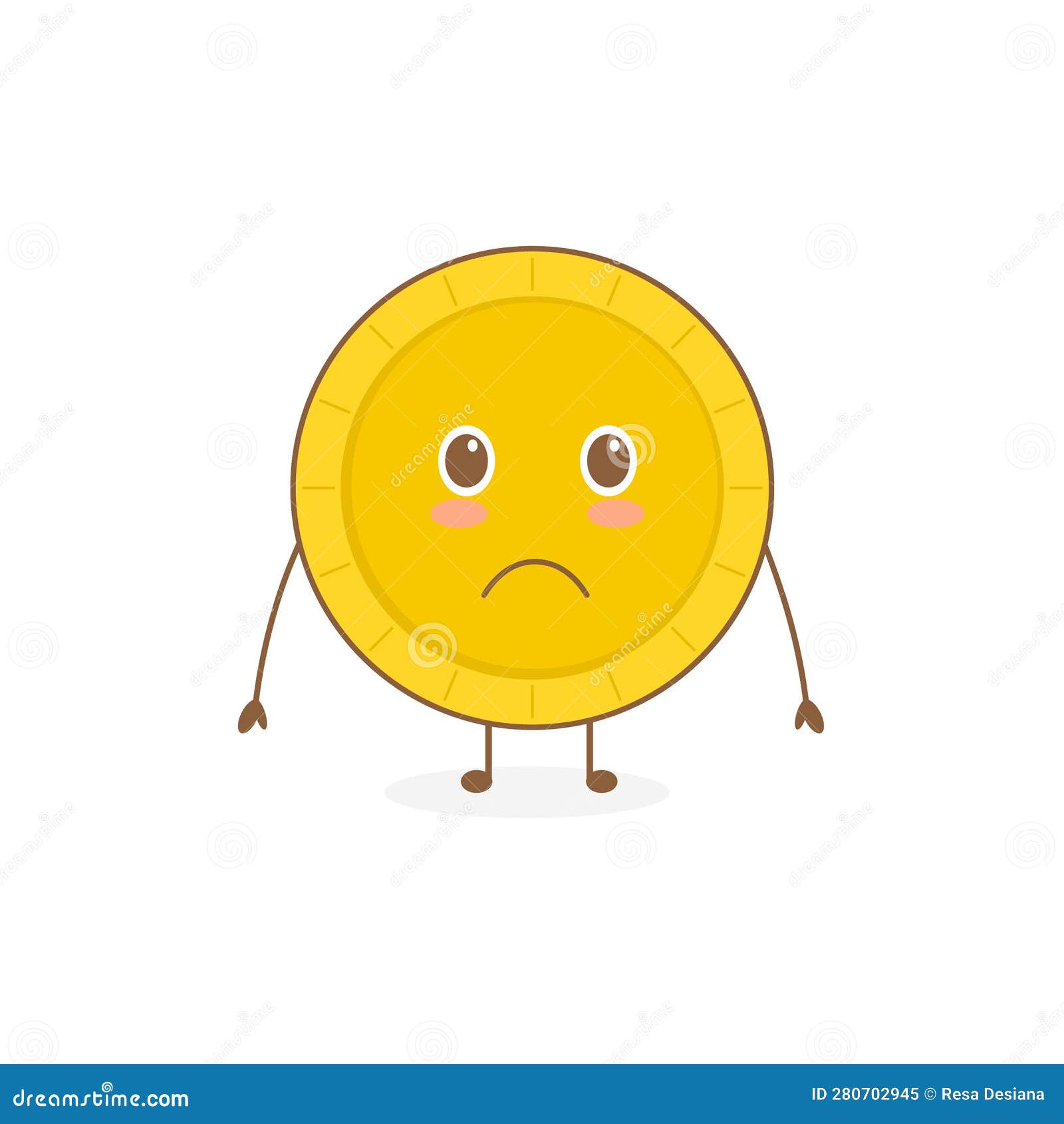 Sad Character Coin Mascot Vector. Cartoon Character Illustration Stock ...