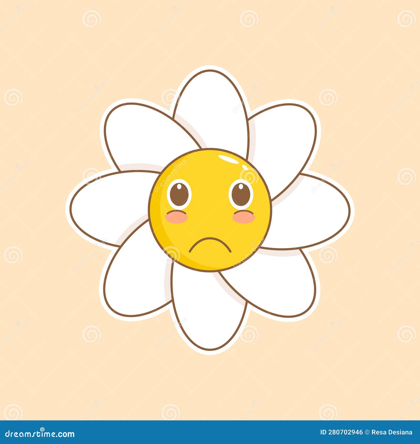 Sad Character Daisy Flower Mascot Vector. Cartoon Character ...