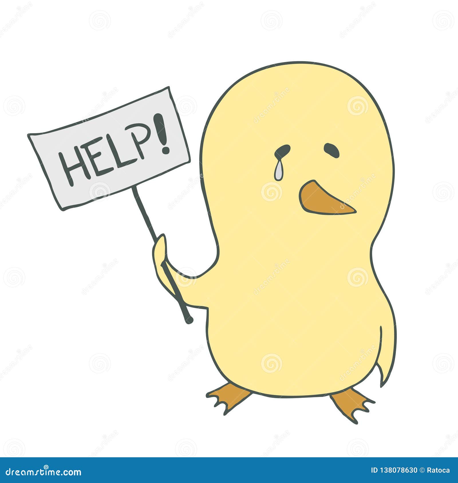 Sad Chicken with Help Message Stock Vector - Illustration of small ...