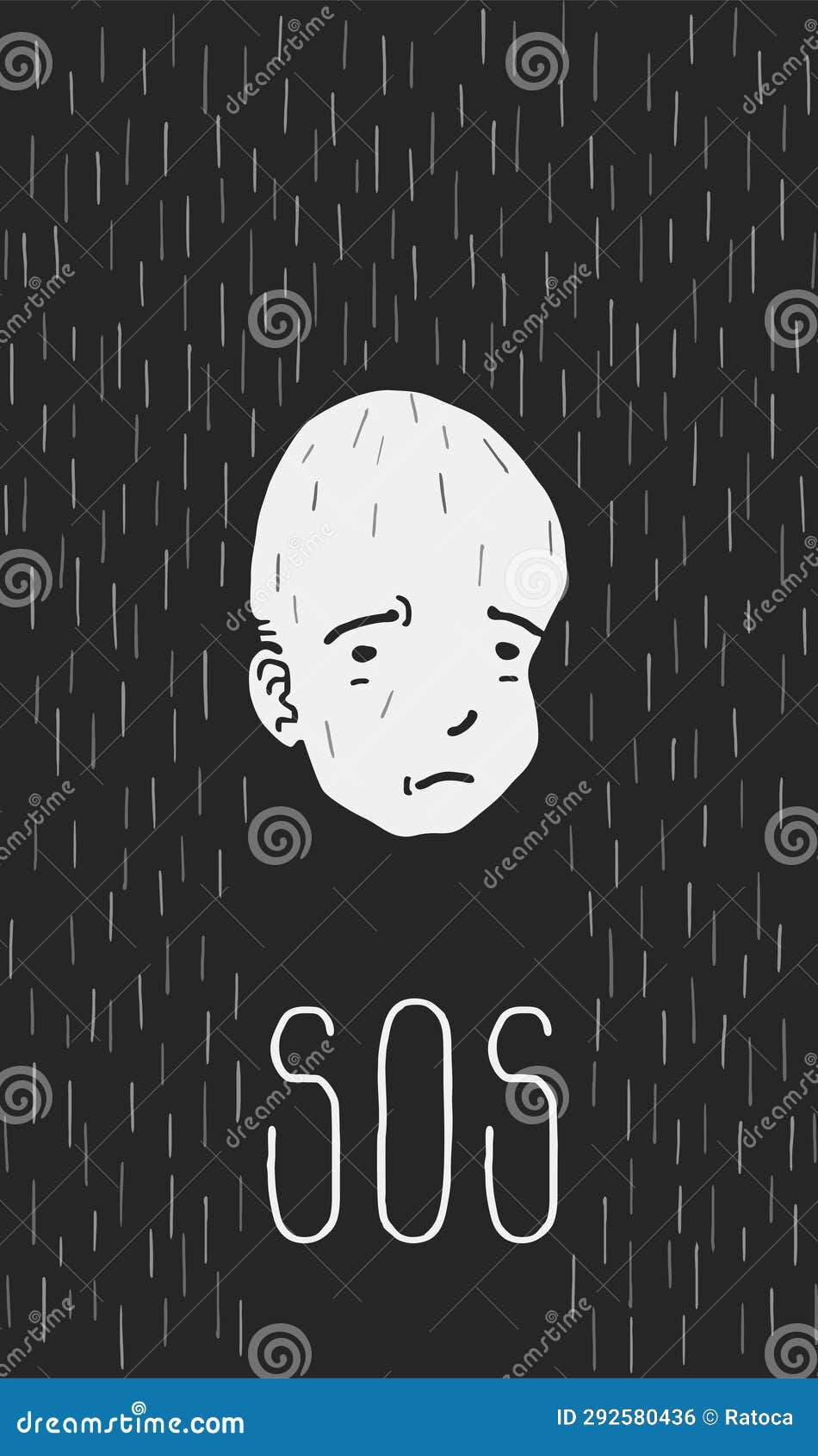 Sad Child Boy Expression and SOS Message Stock Illustration ...