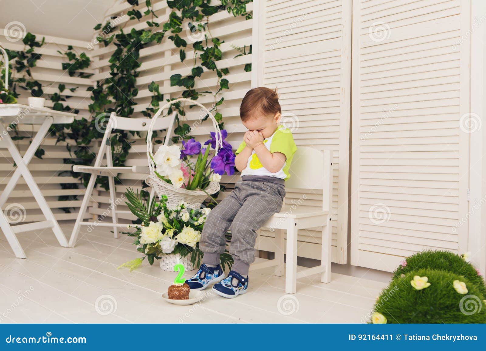 Sad Child Boy with Piece Birthday Cake Stock Image - Image of cheerful ...