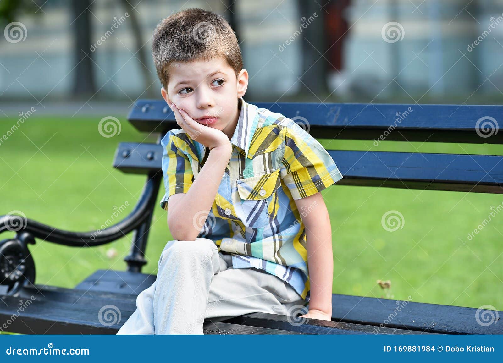 Sad child boy sitting stock photo. Image of fear, person - 169881984