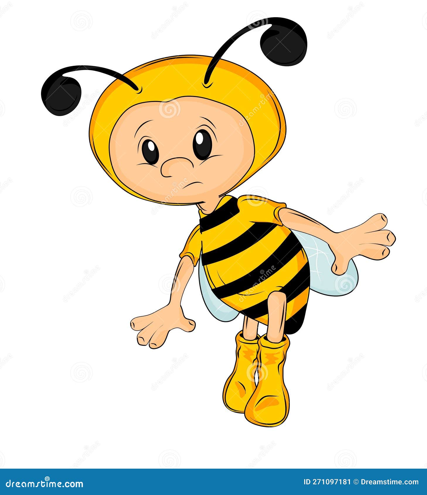 Sad bee stock illustration. Illustration of yellow, line - 271097181