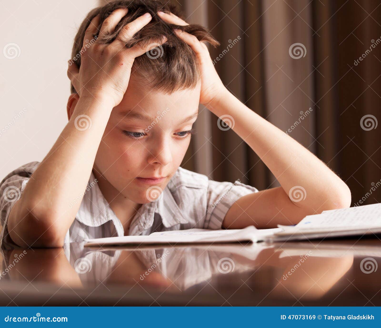 Sad child doing homework stock image. Image of homework - 47073169