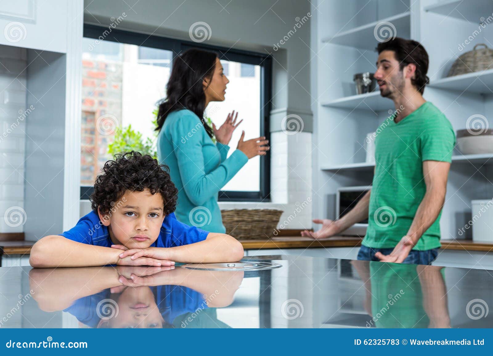 Sad Child Listening To Parents Argument Stock Image - Image of fighting ...
