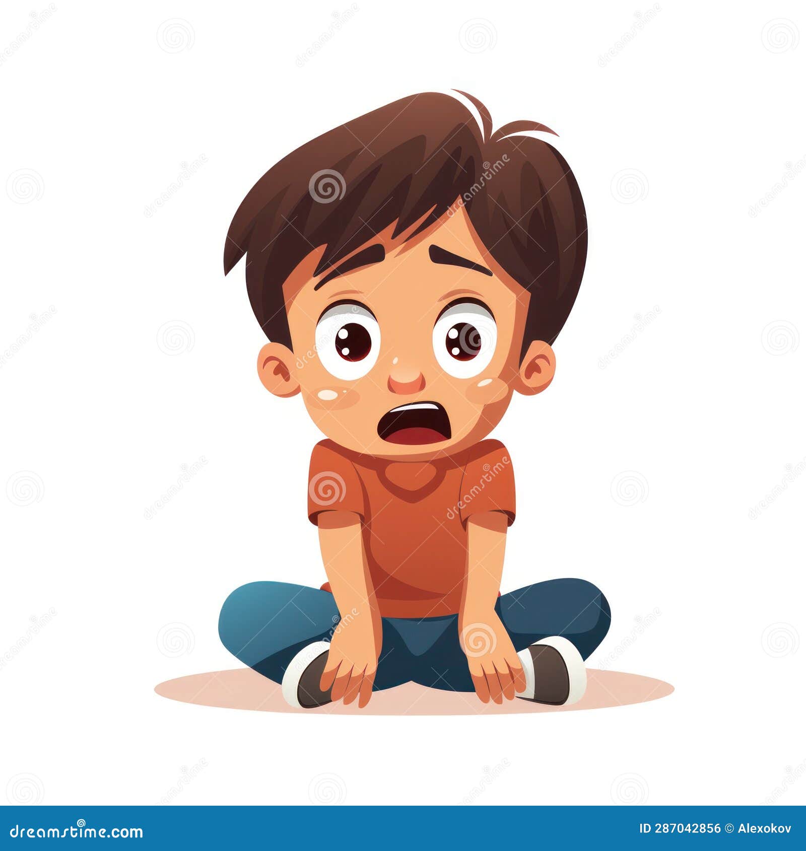 Sad Child in Minimalistic Flat Animation AI Generated Stock ...