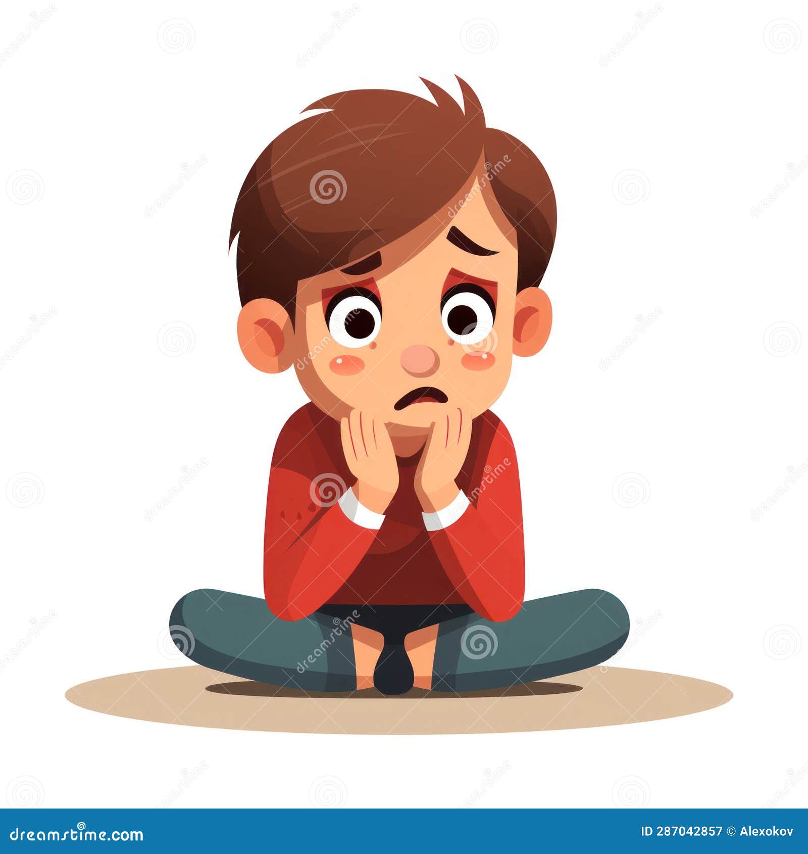 Sad Child in Minimalistic Flat Animation AI Generated AI Generated ...