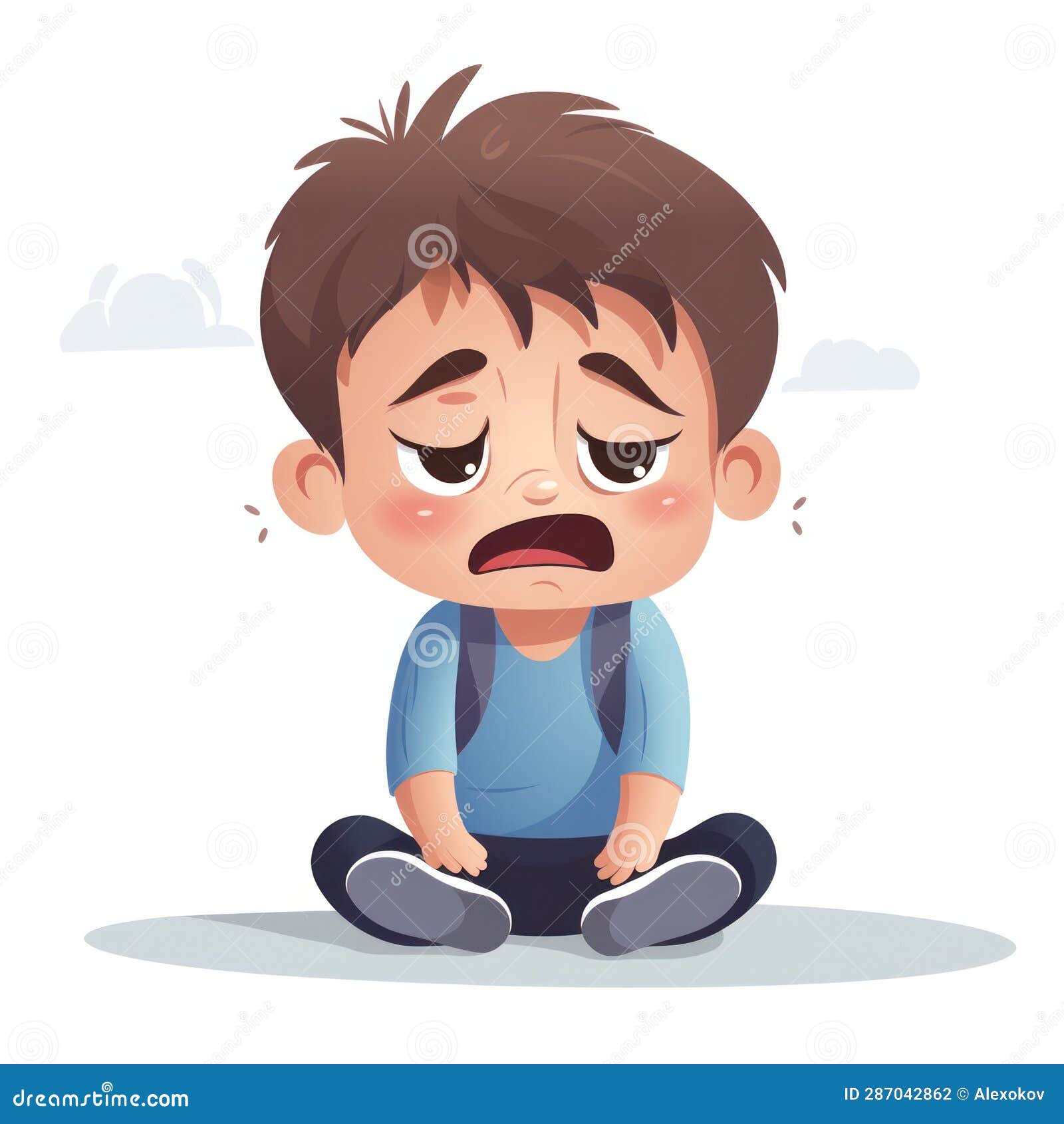 Sad Child in Minimalistic Flat Animation AI Generated Stock ...