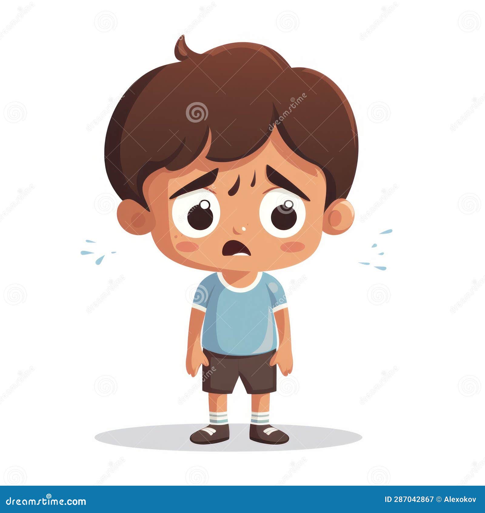 Sad Child in Minimalistic Flat Animation AI Generated Stock ...