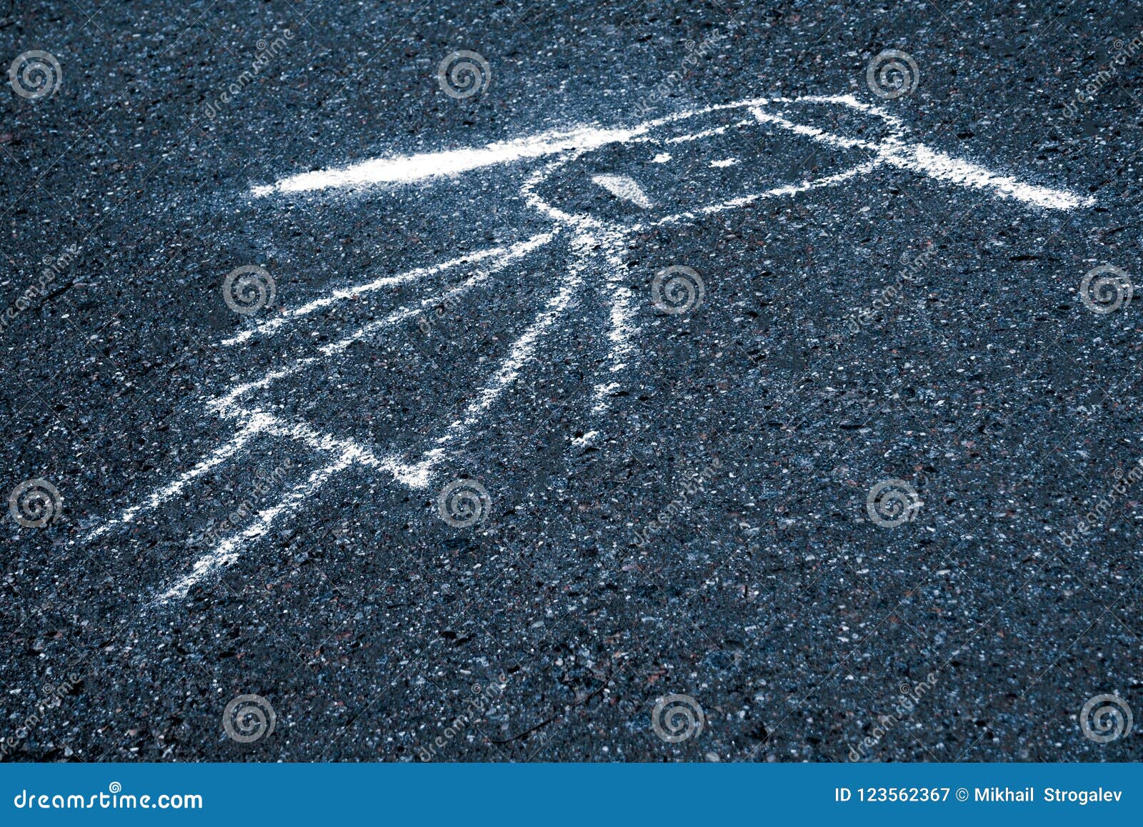 Sad Child Painted Chalk on the Asphalt Stock Image - Image of draw ...