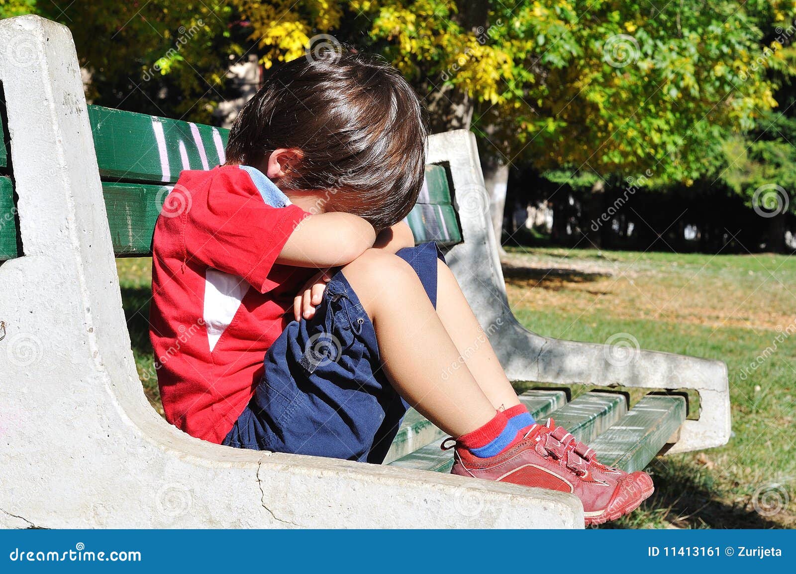 Sad Child in the Park, Outdoor Stock Image - Image of joyless, hapless ...