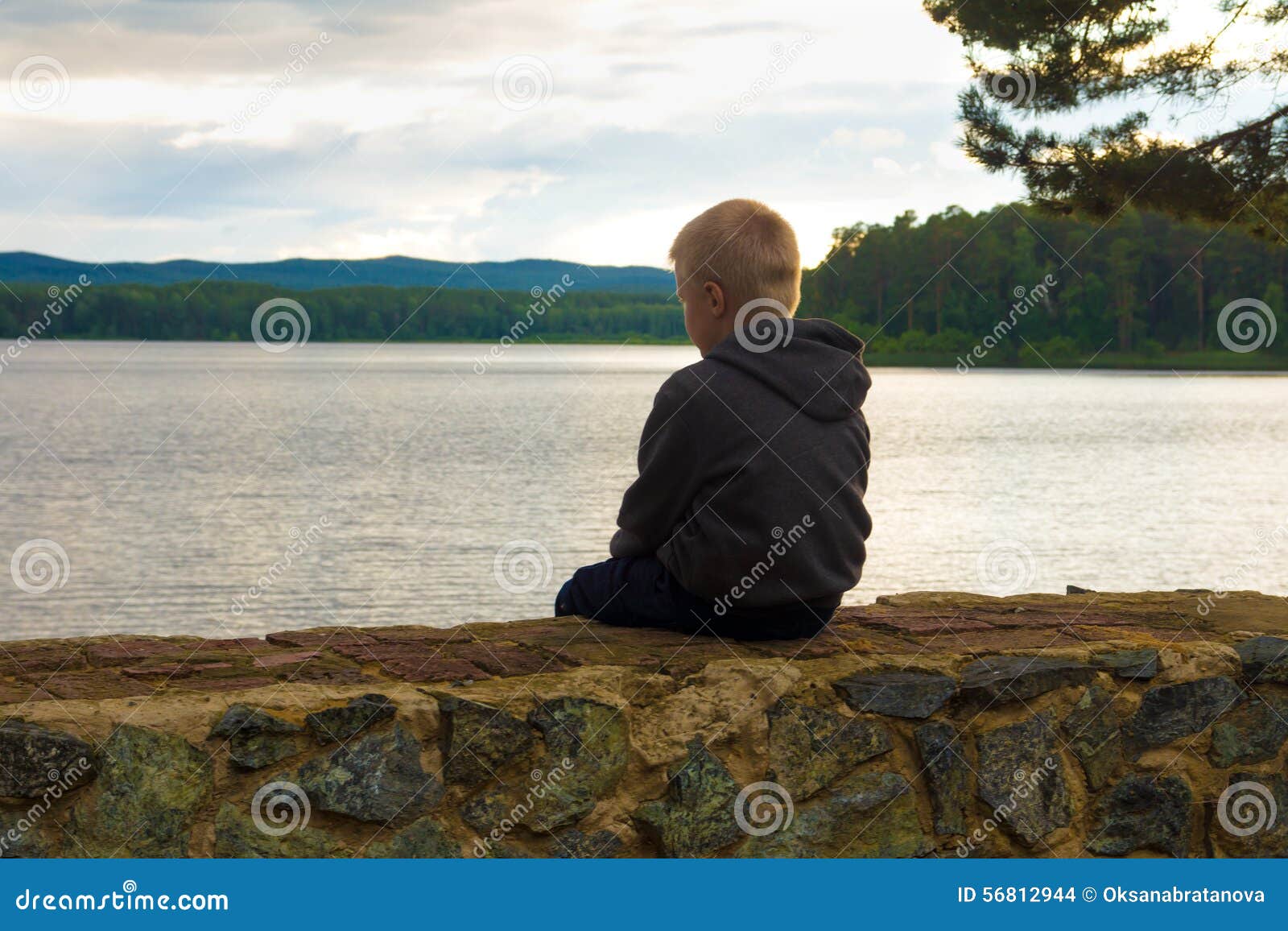 Sad Child Sitting at the Lake Stock Photo - Image of autism, childhood ...