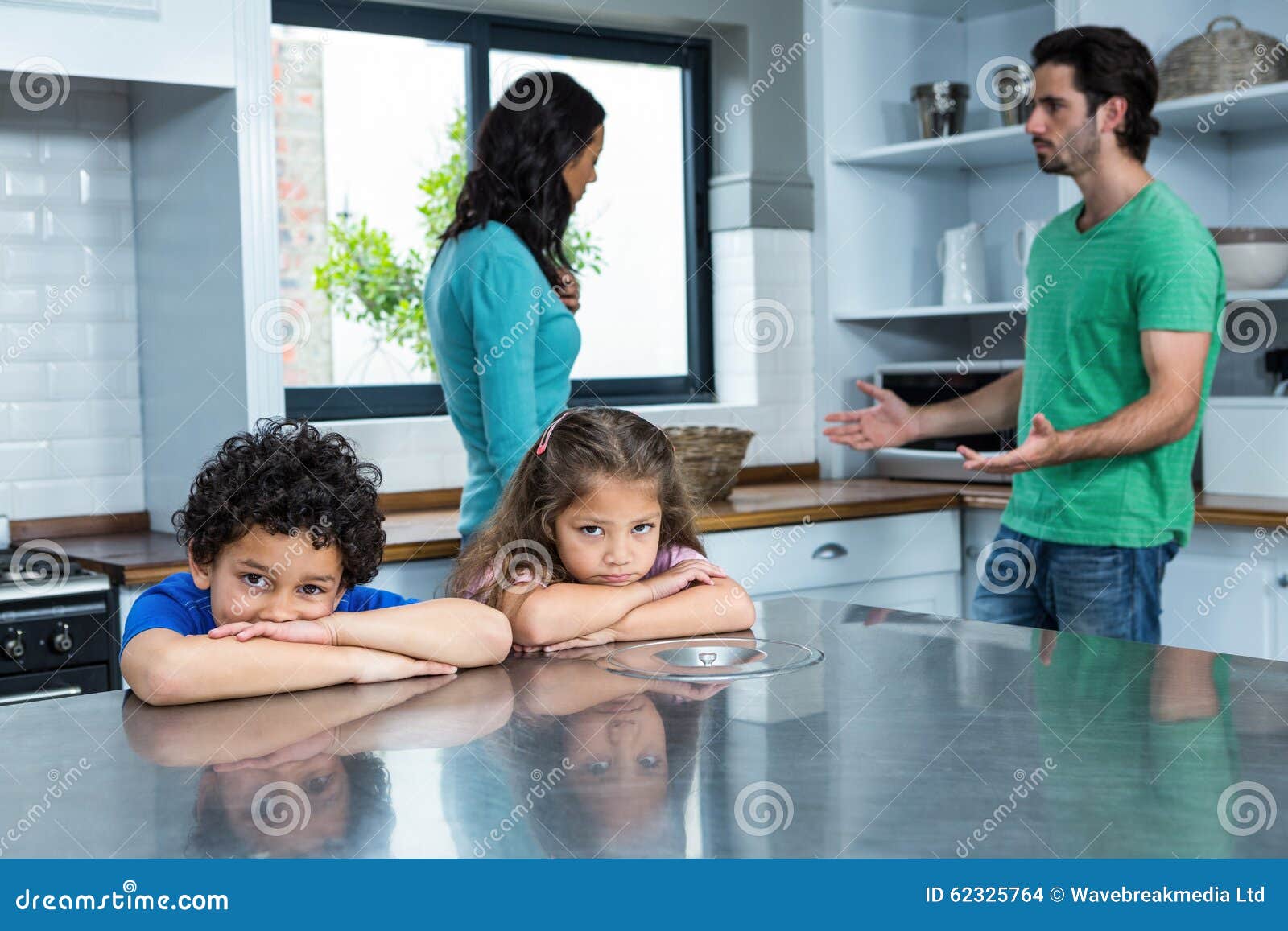 Sad Children Listening To Parents Argument Stock Photo - Image of ...