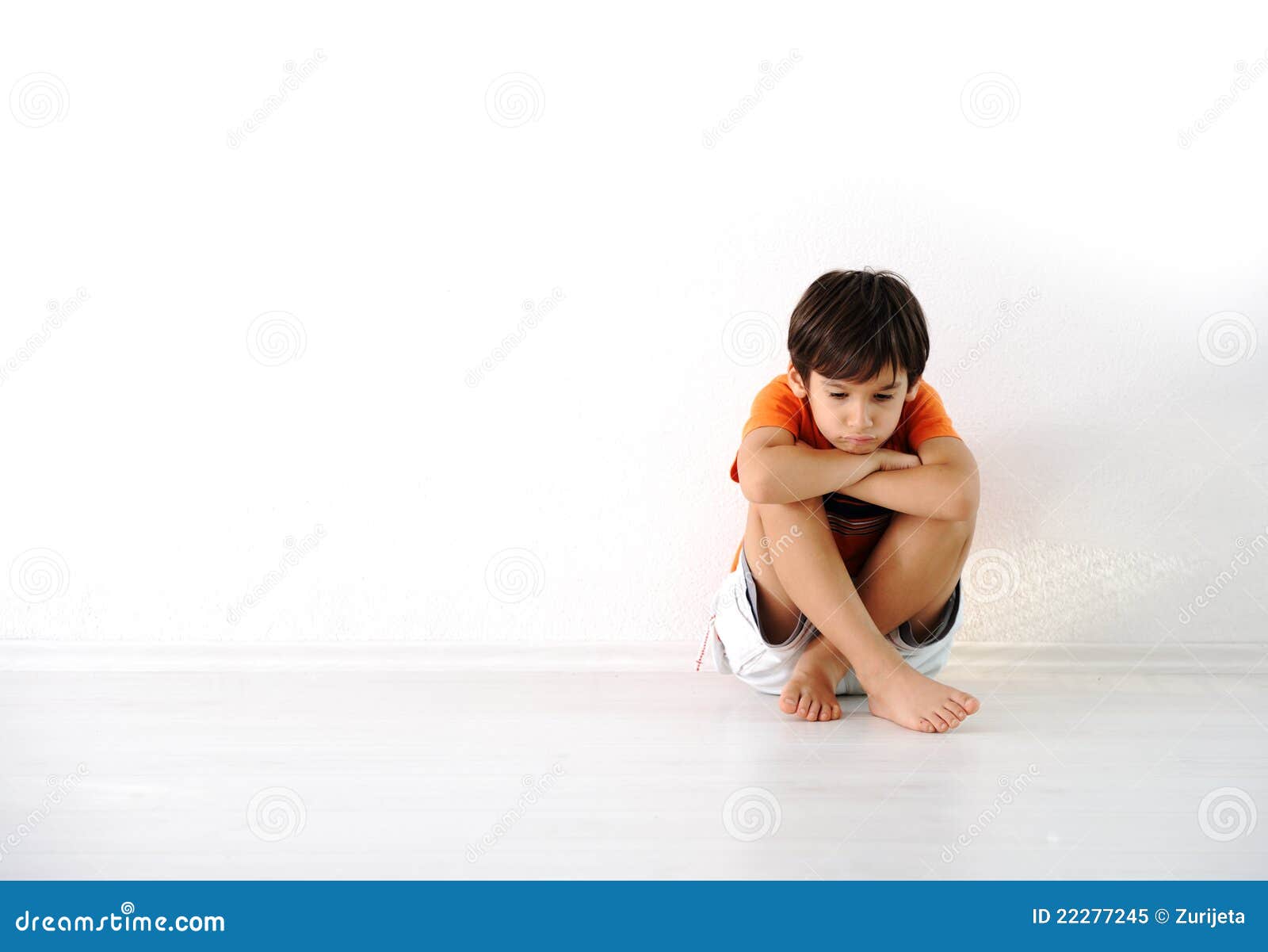 Sad Children Sitting at Home Stock Image - Image of anger, floor: 22277245