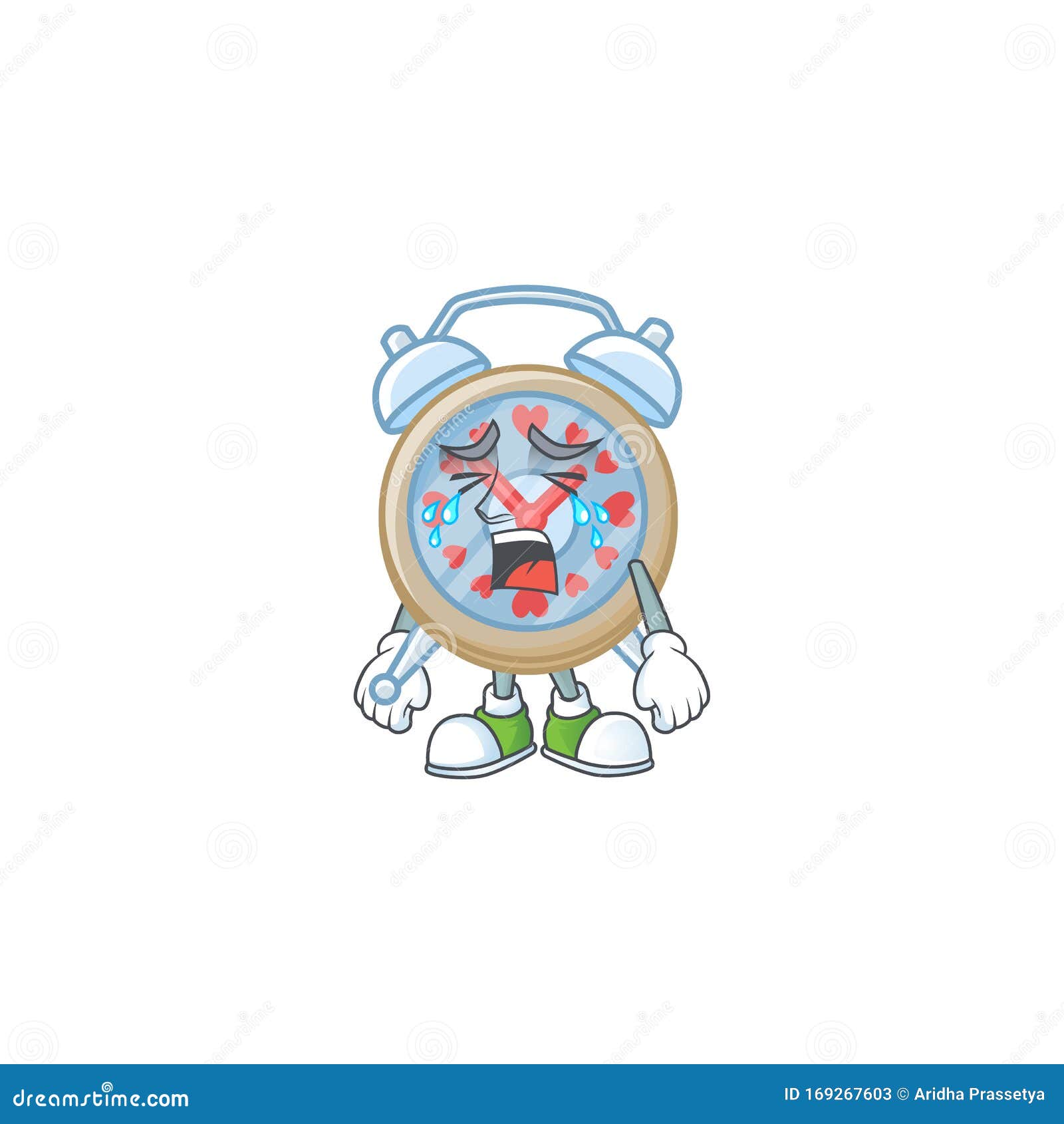 Sad of Clock Love Cartoon Mascot Style Stock Vector - Illustration of ...